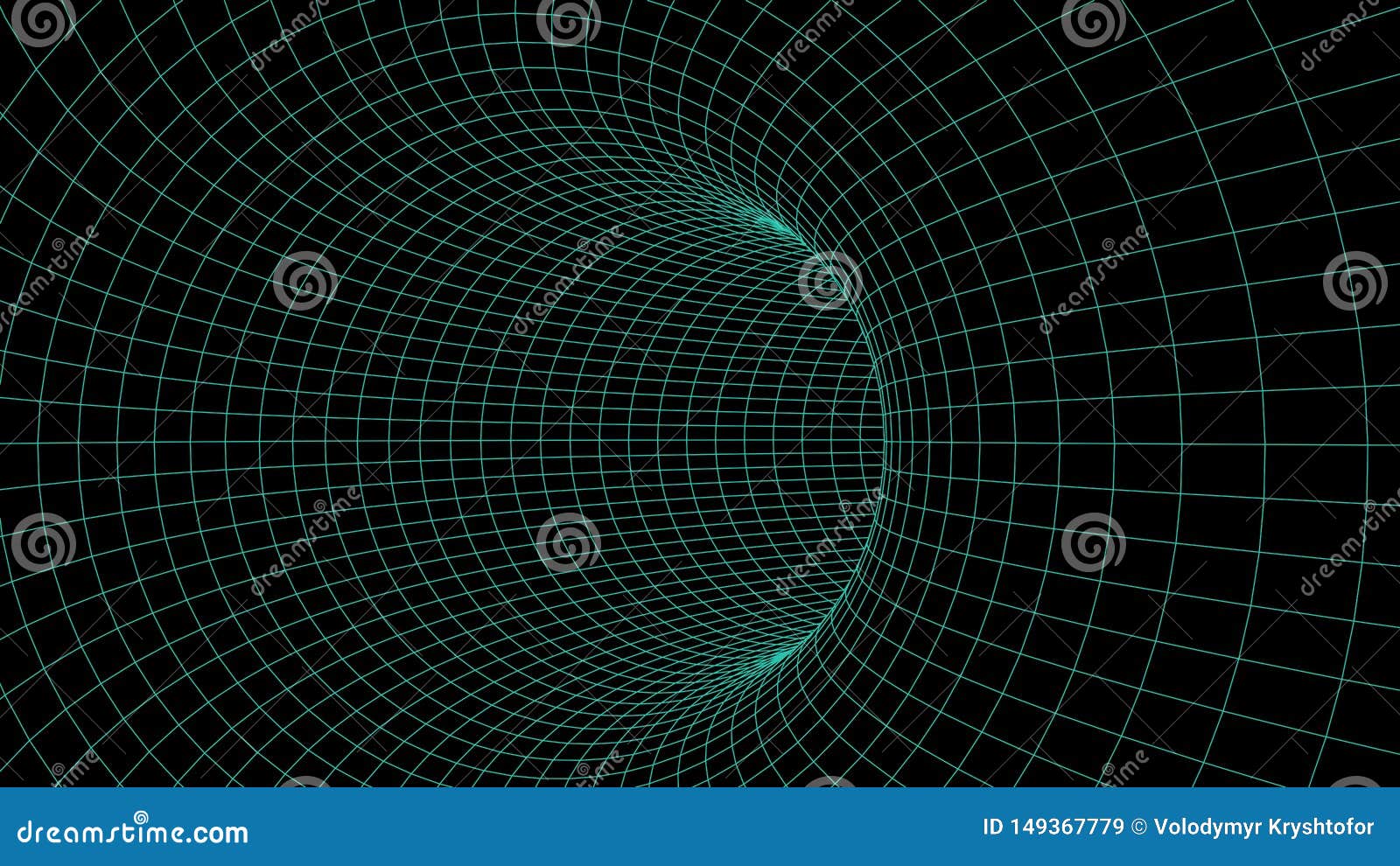 Abstract Tunnel. 3D Wormhole with a Mesh Structure Stock Illustration ...