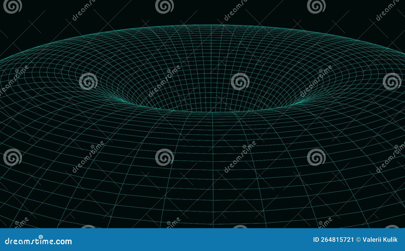 Abstract Tunnel with a Green Mesh Structure on a Dark Background. 3D ...