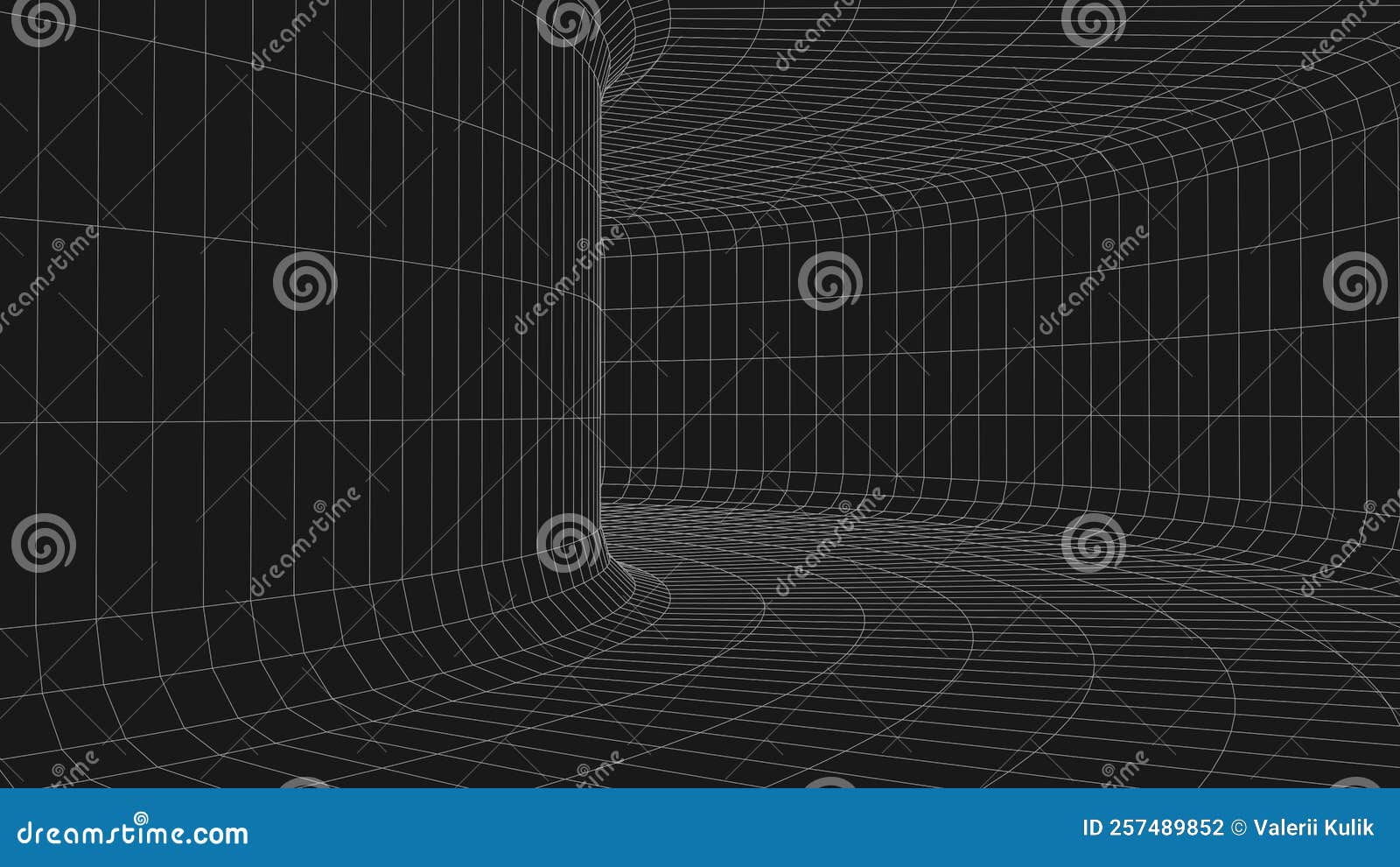 An Abstract Tunnel with a Mesh Structure. 3D Grid of Tunnels and ...