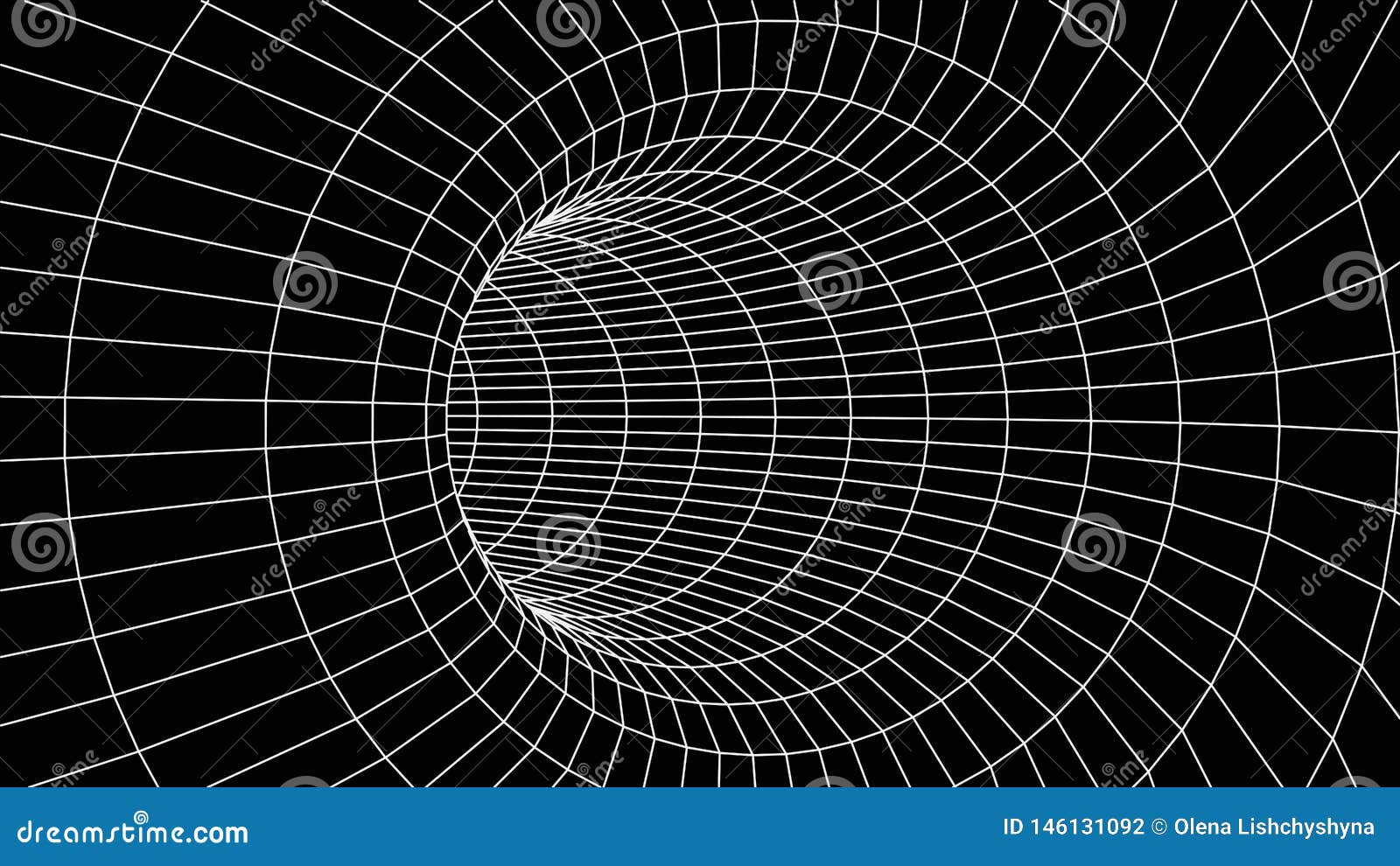 Abstract Tunnel. Vector Wormhole. 3D Corridor Mesh Stock Illustration ...
