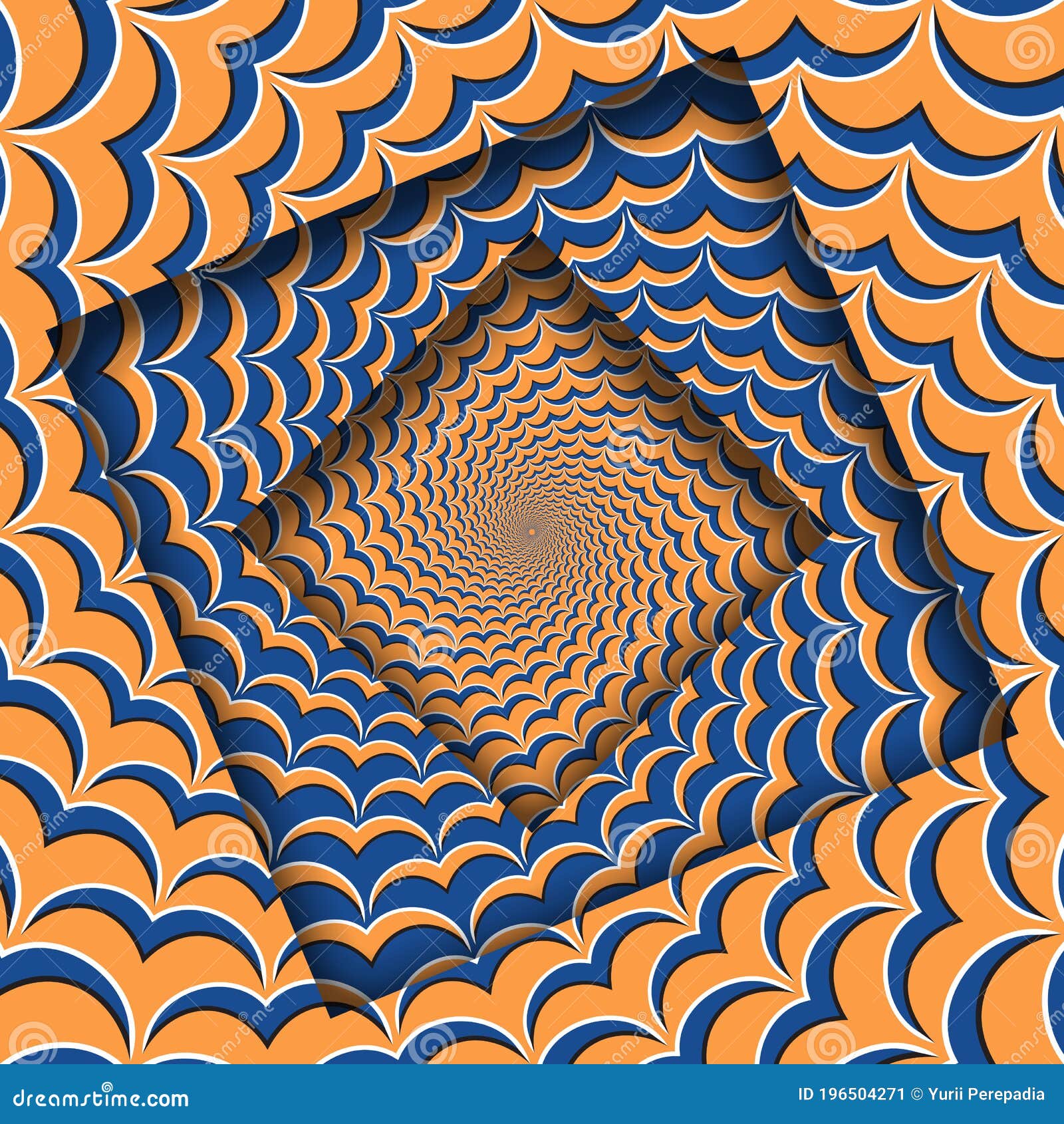 Abstract Turned Frames With A Rotating Blue Orange Seagull Symbols ...