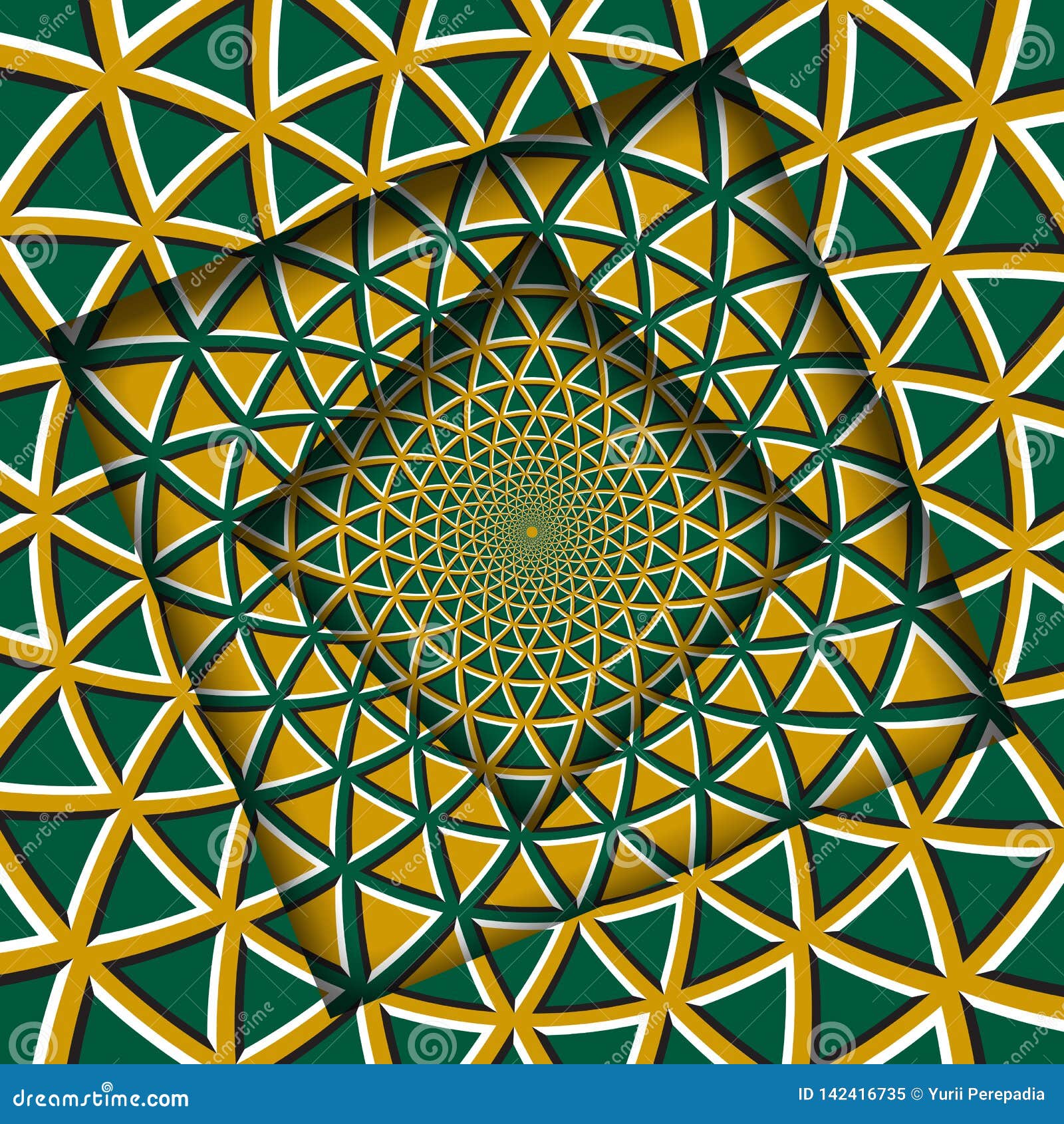 Abstract Turned Frames with a Rotating Green Yellow Triangles Pattern ...