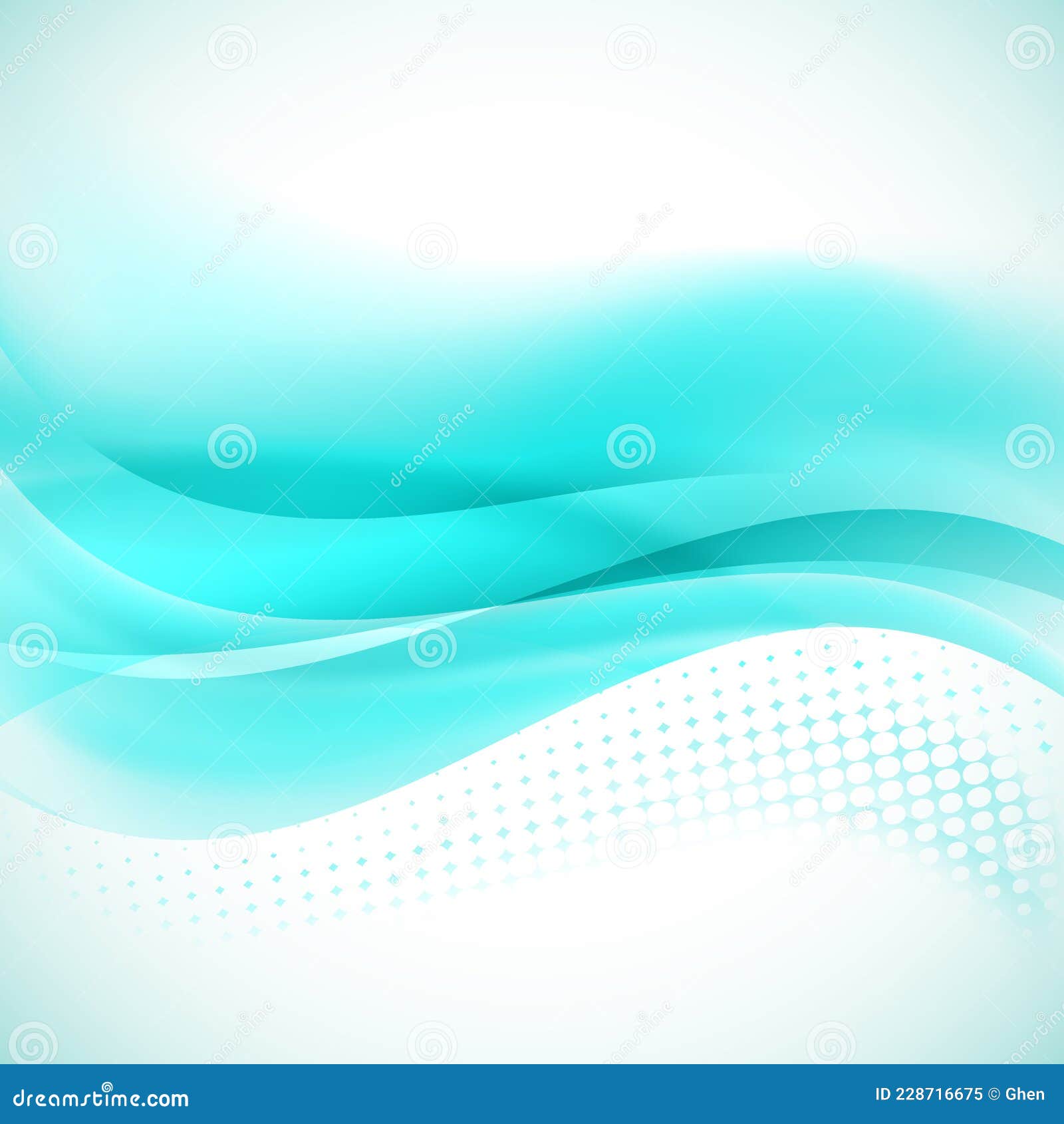 Abstract Turquoise Background with Lines and Wavy Halftone. Vector ...