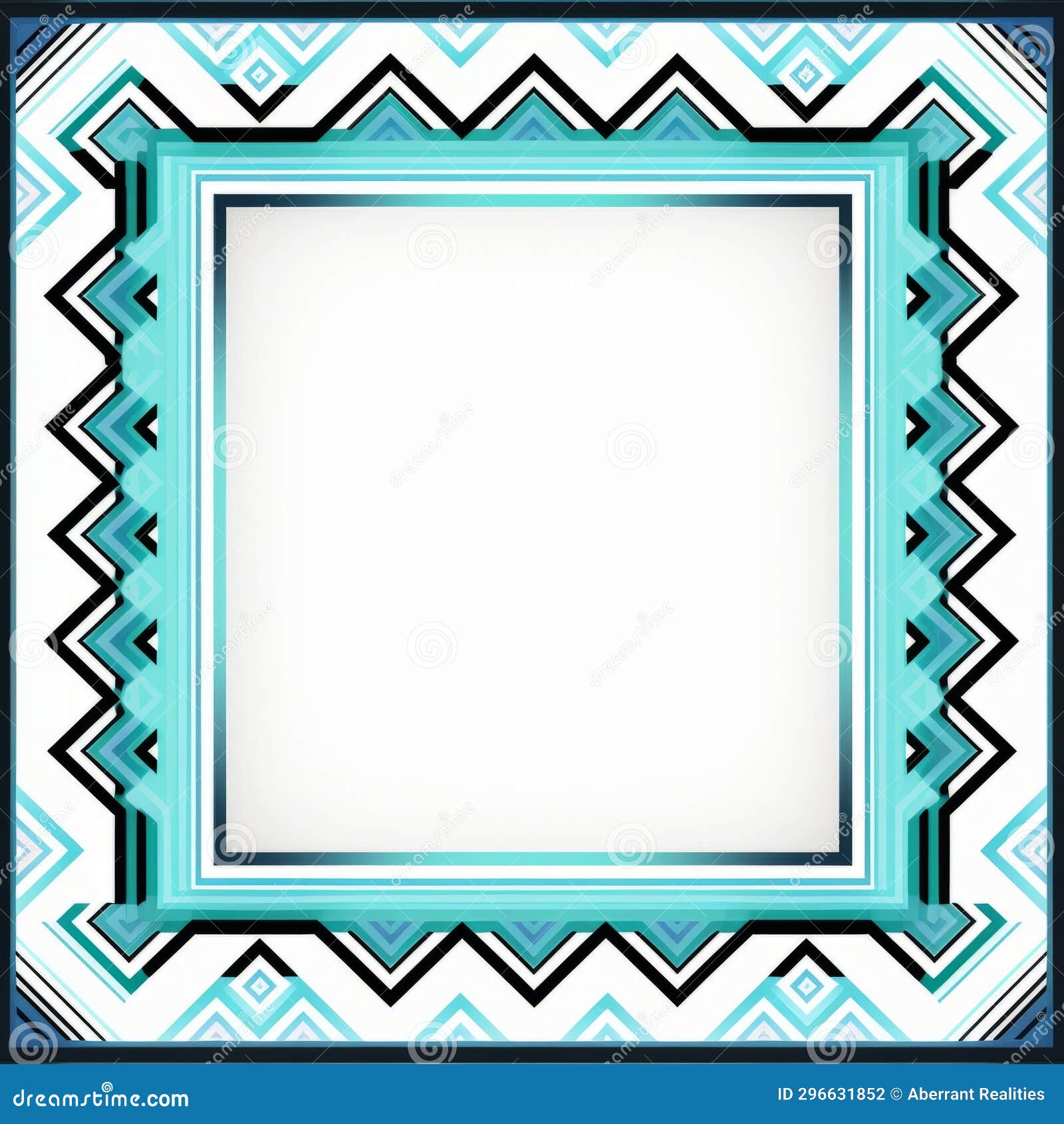 An Abstract Turquoise and Black Frame with a White Border Stock ...