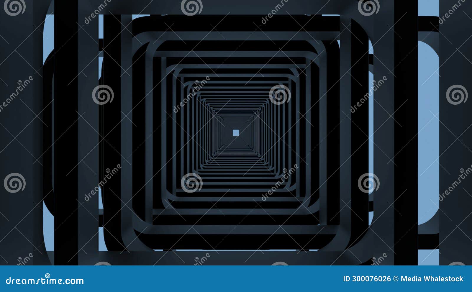 Abstract Turquoise Square Shaped Tunnel Moving Slowly, Seamless Loop ...