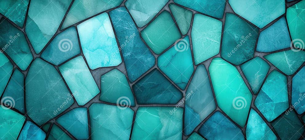 Abstract Turquoise Stained Glass Pattern Stock Illustration ...