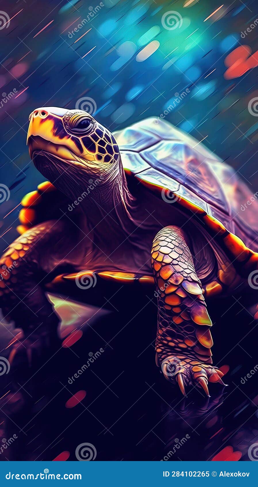 Abstract Turtle on Dark Background. Generative AI Stock Illustration ...