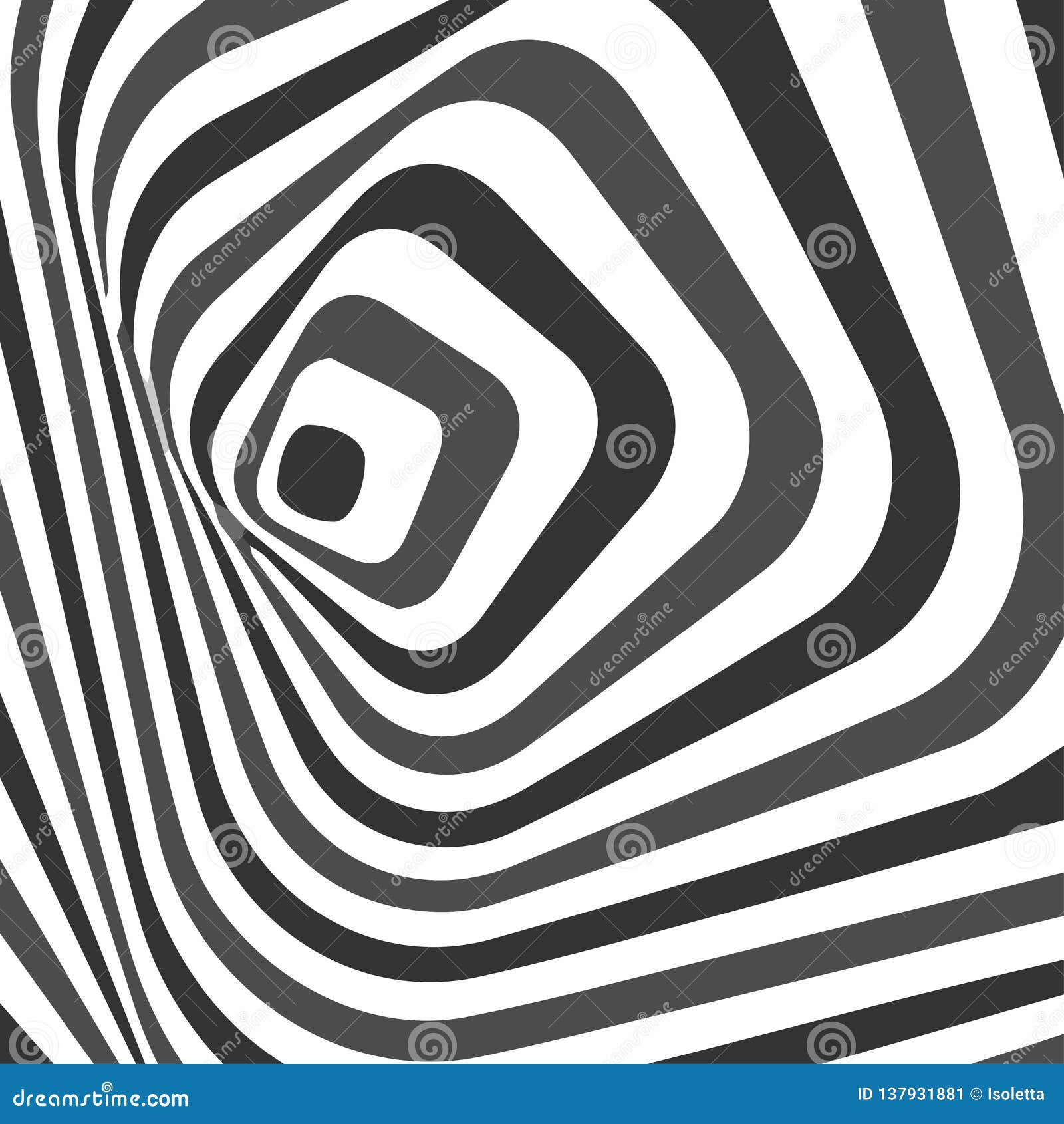 Abstract Twisted Black And White Background. Optical Illusion Of ...