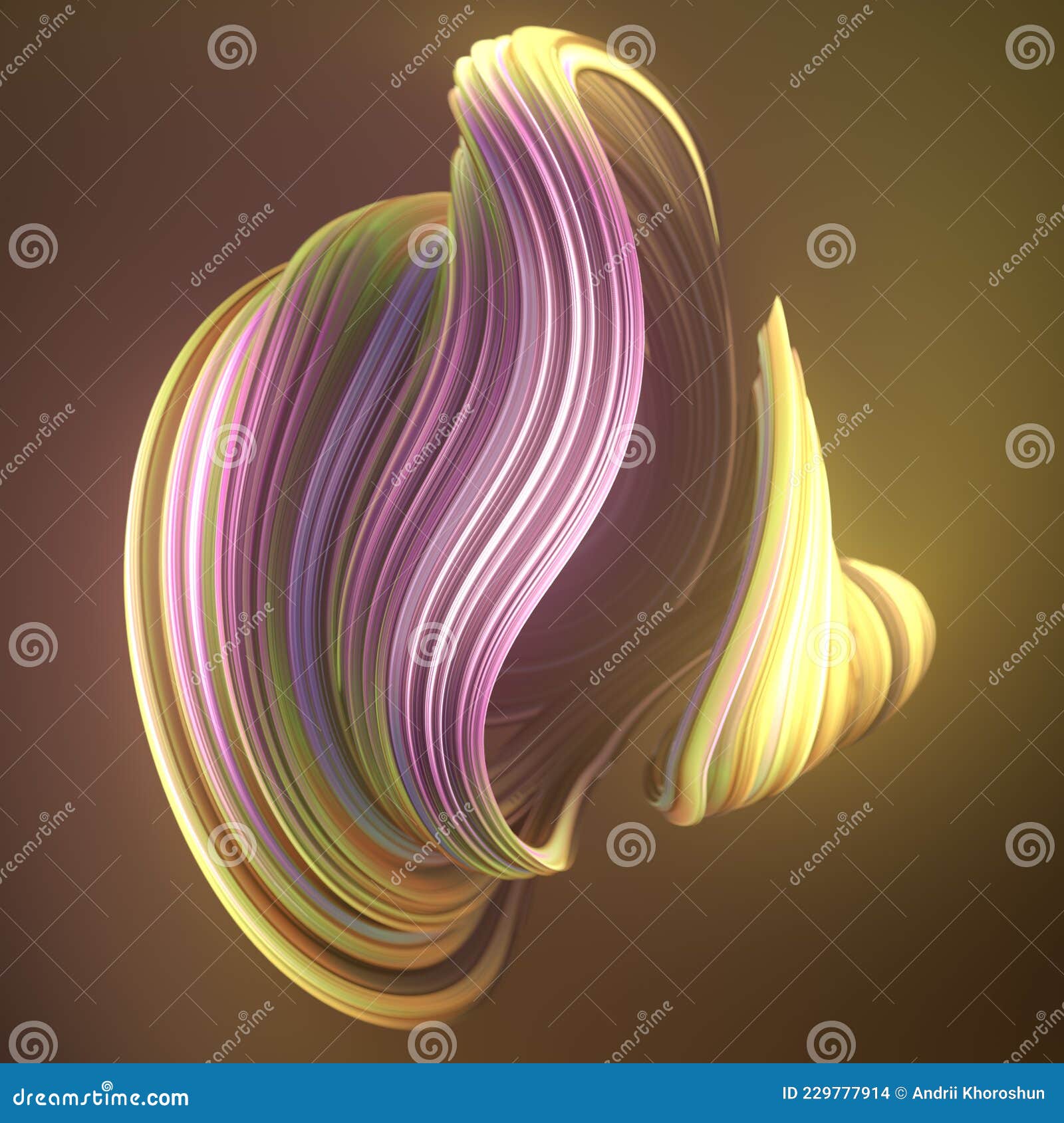 Abstract Twisted Multicolor Shape for Banner Design. 3d Rendering ...