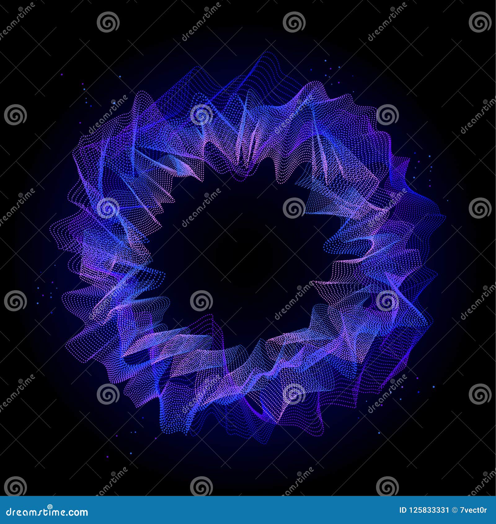 Abstract Twisted Rippled Distorted Round Shape, Dotted Lines Blue ...