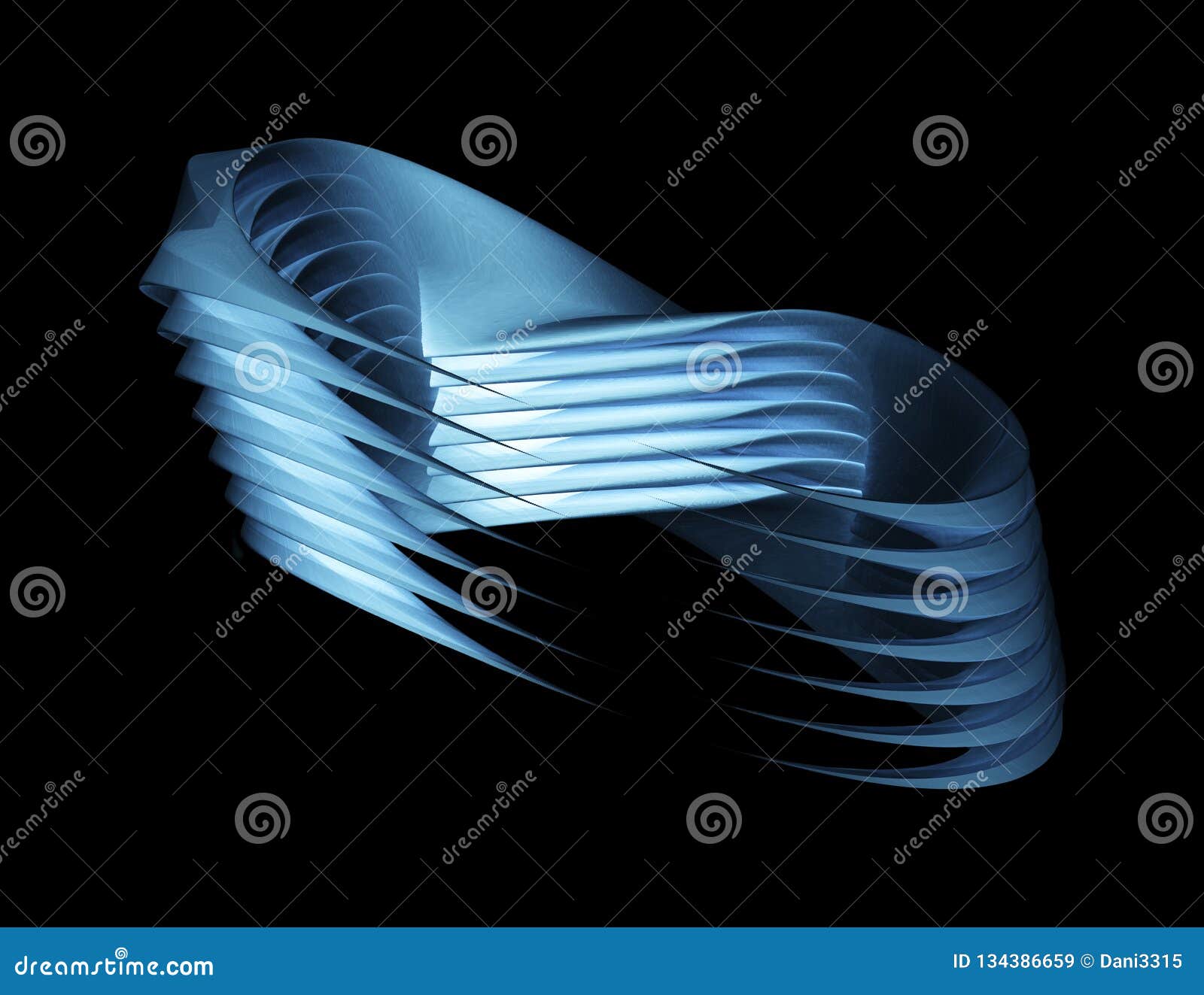 Abstract Twisted Shape Isolated on Black Stock Illustration ...