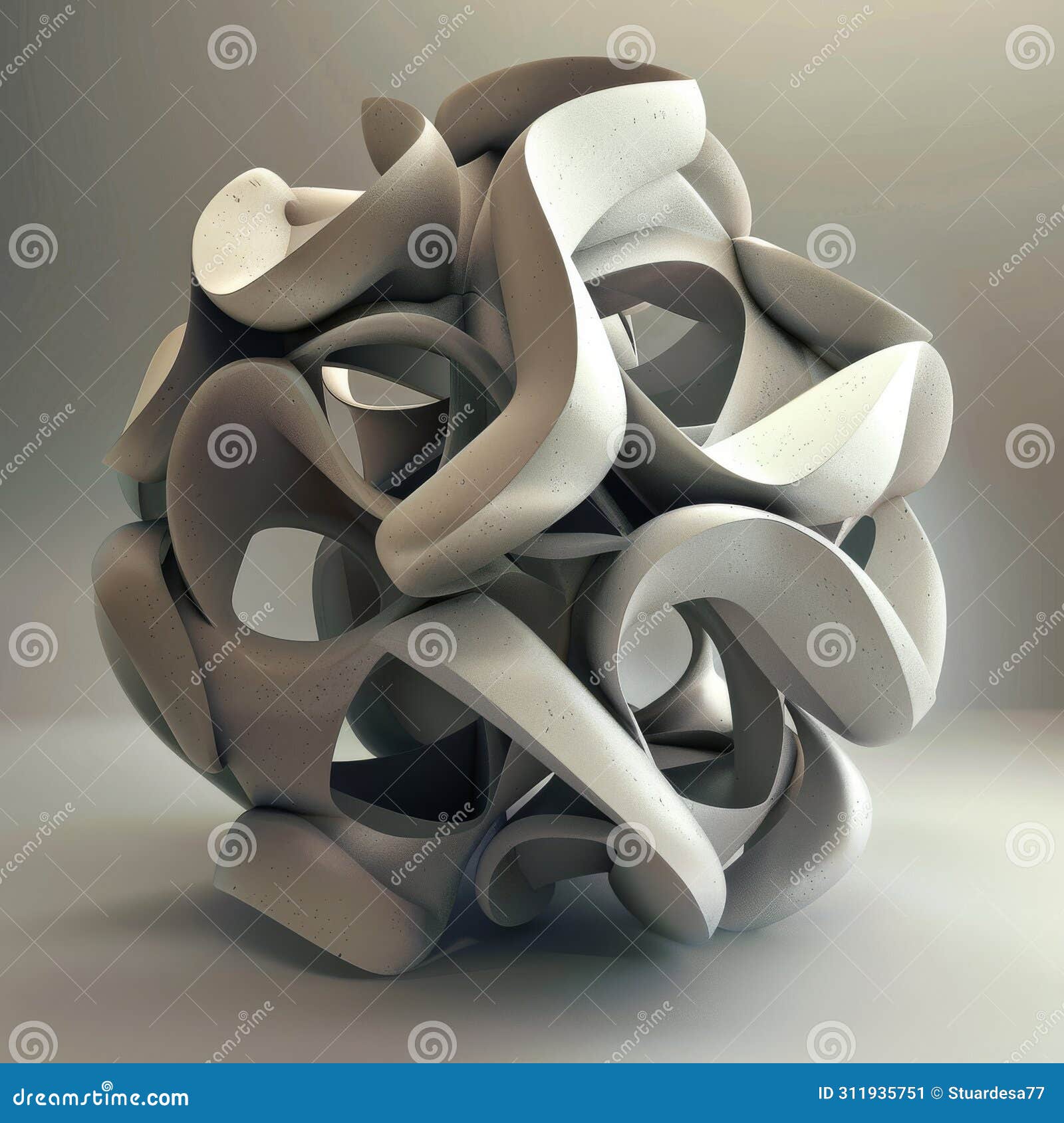 Abstract Twisting Forms Sculpture Stock Illustration - Illustration of ...