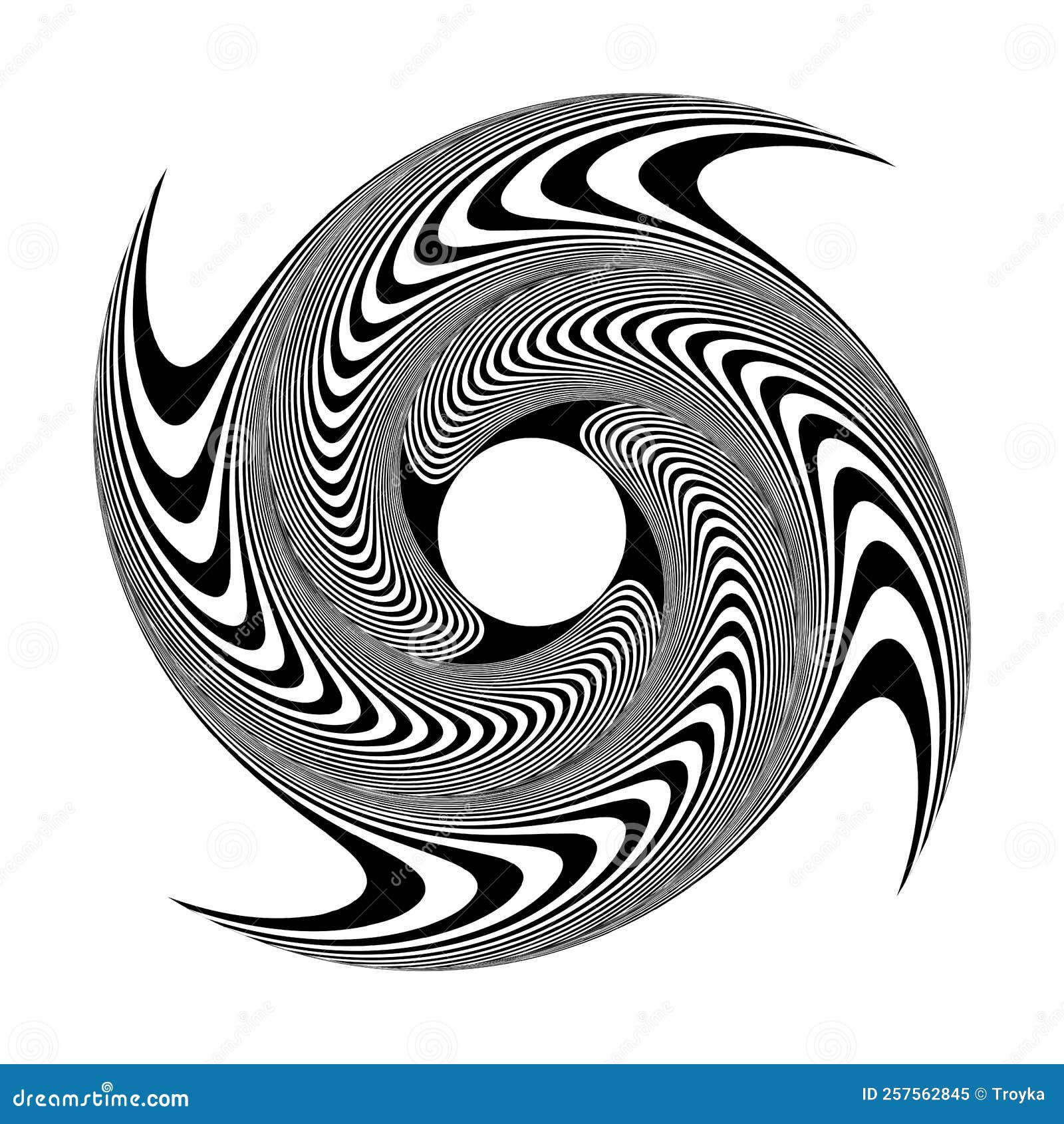 Abstract Twisting Rotation Vortex Movement Illusion. Black and Whie Op ...
