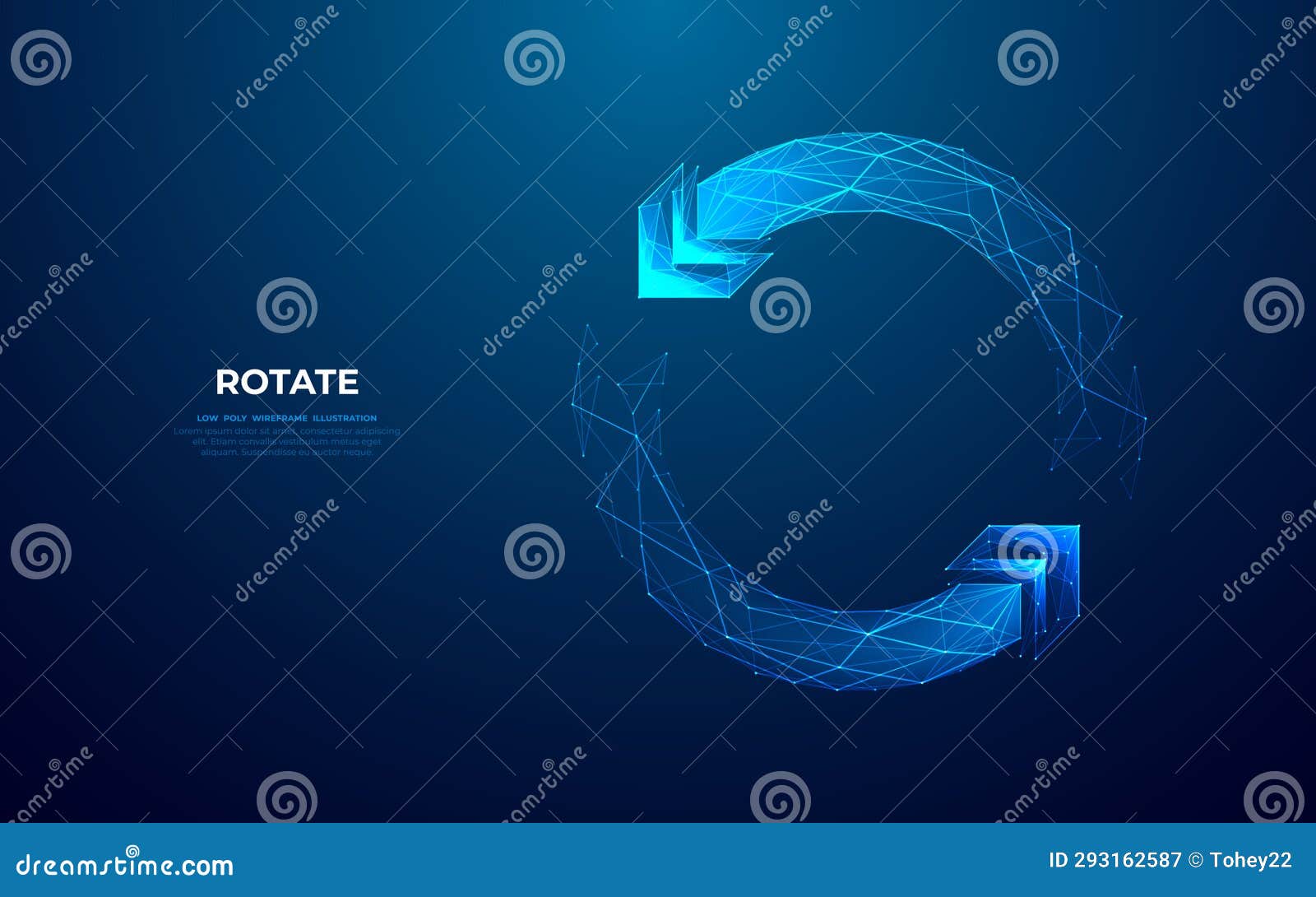 Abstract Two Arrows Go Around on a Dark Blue Background. Stock ...