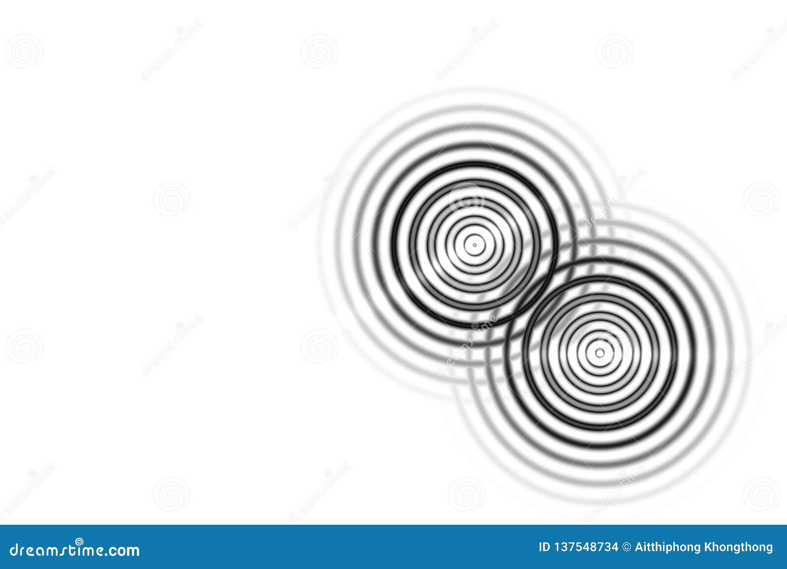 Abstract Two Black Rings Sound Waves Oscillating on White Background ...