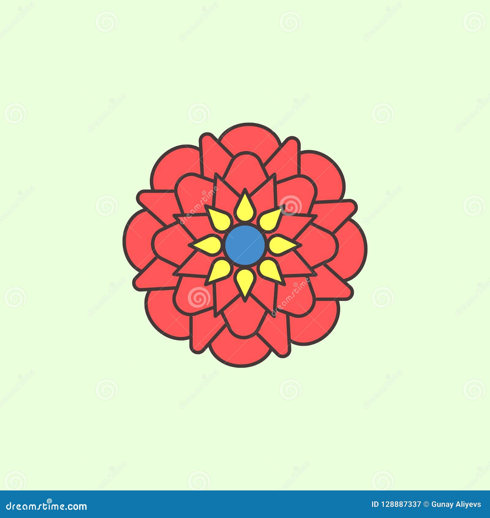 Abstract Type of Flowers Color Line Icon Stock Illustration ...