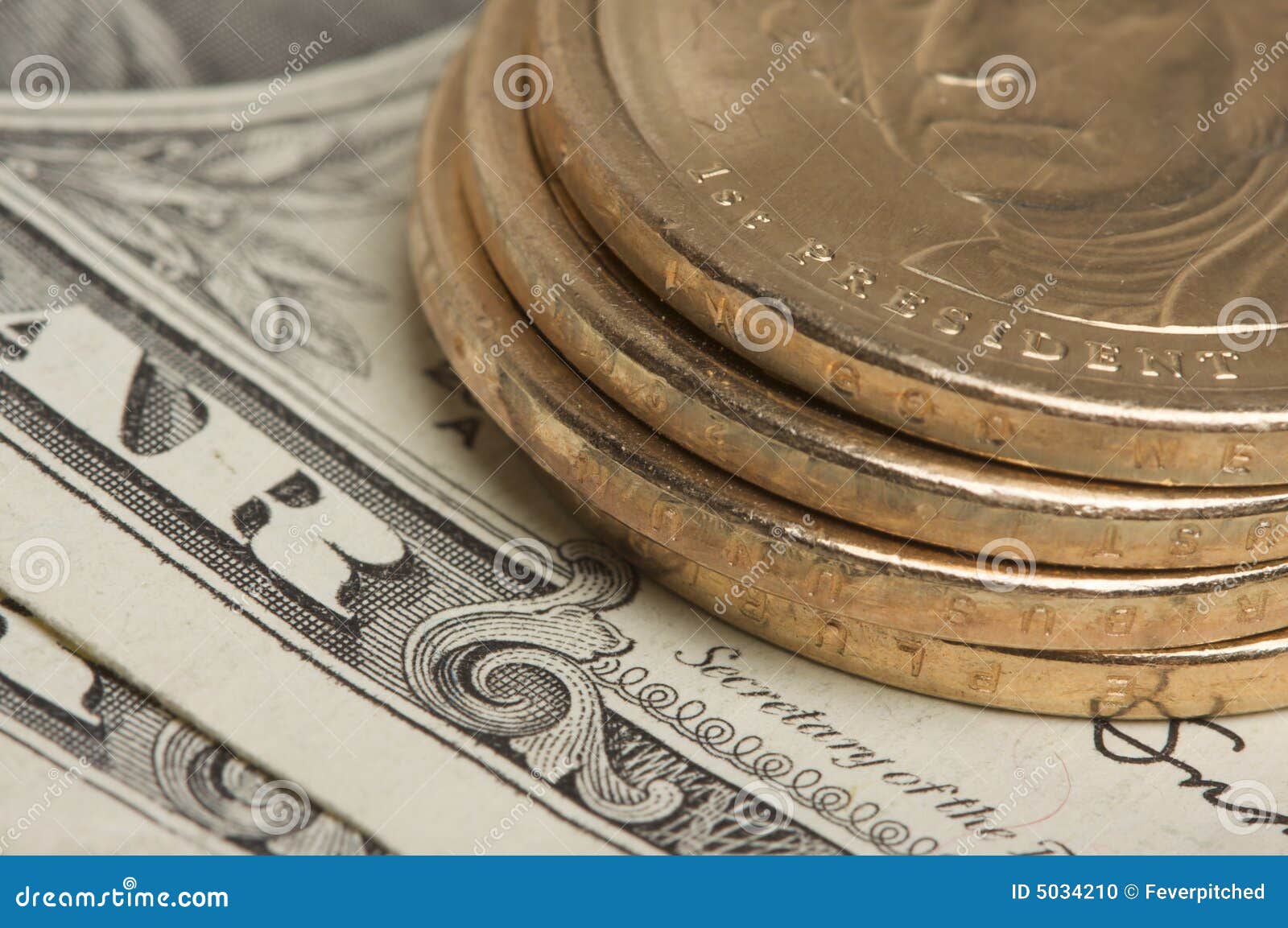 Abstract U.S. Dollar Coins & Bills Stock Photo - Image of metal, cash ...