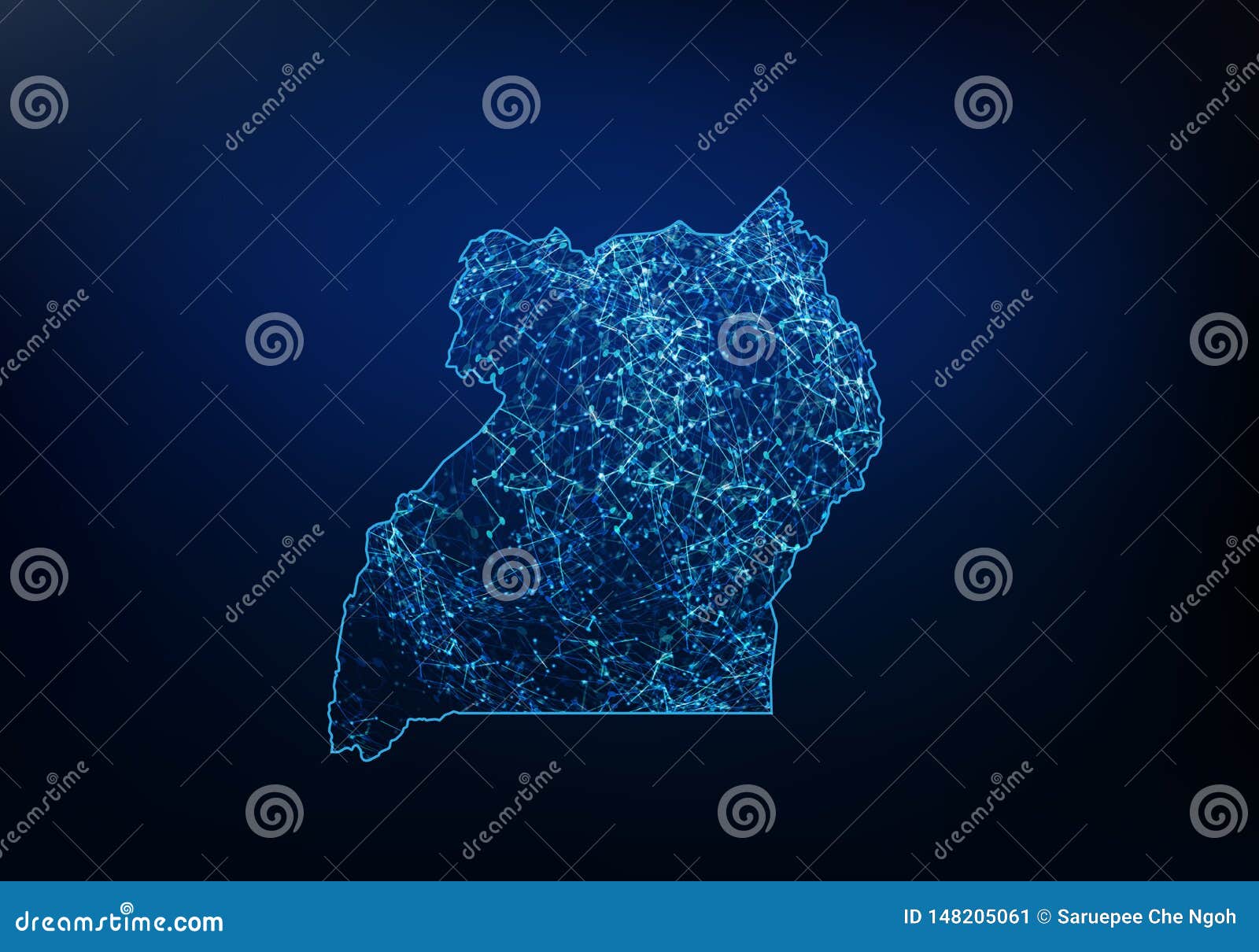 Abstract of Uganda Map Network, Internet and Global Connection Concept ...