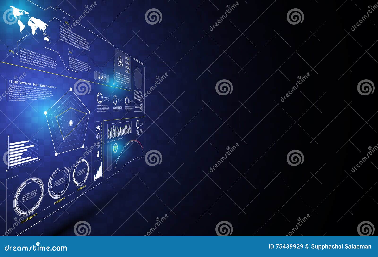 Abstract UI Touch Screen HUD Interface Perspective Design Background ...