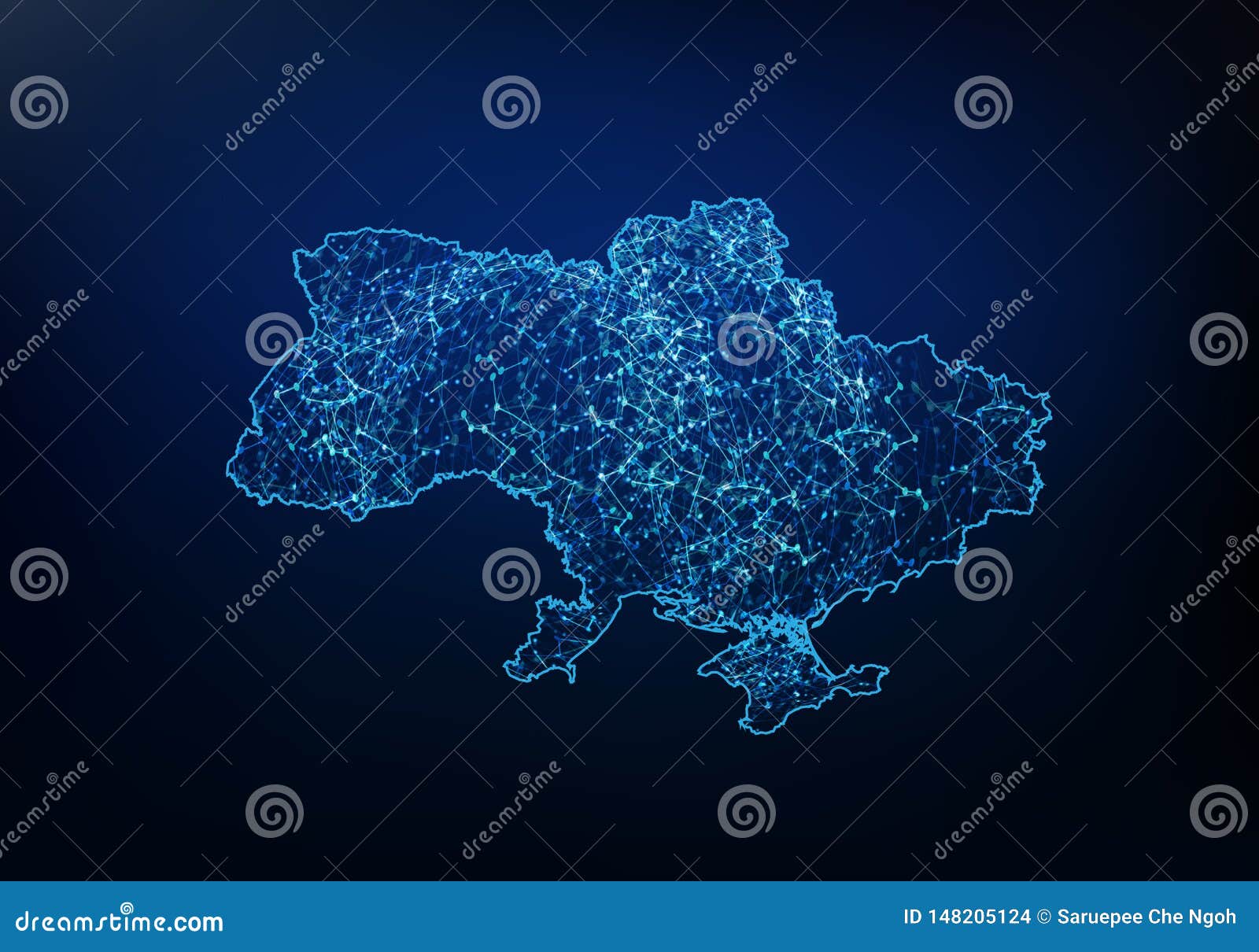 Abstract of Ukraine Map Network, Internet and Global Connection Concept ...