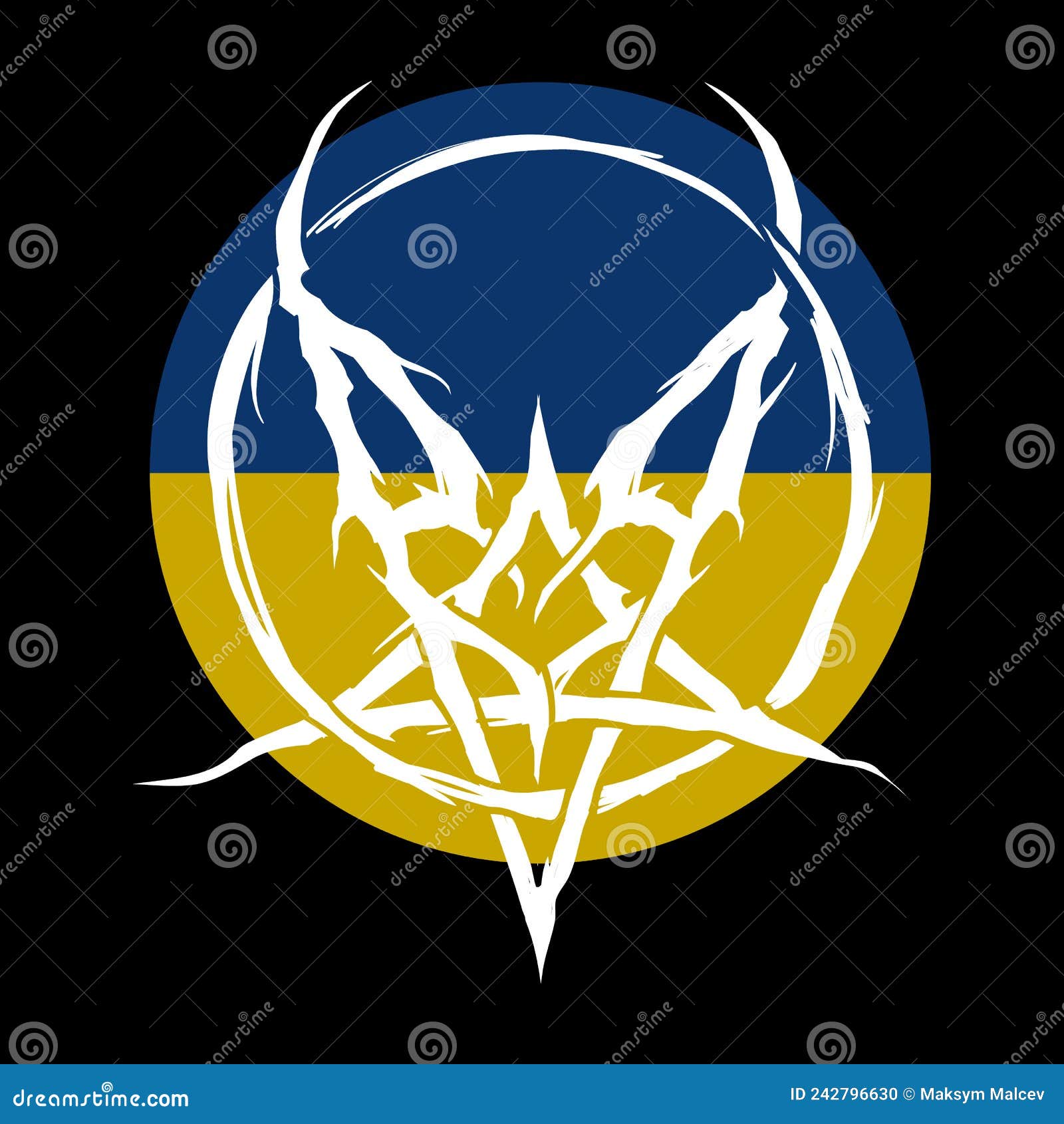 Abstract Ukrainian Trident Hand Drawn In Gothic Style Or Tattoo. Vector ...