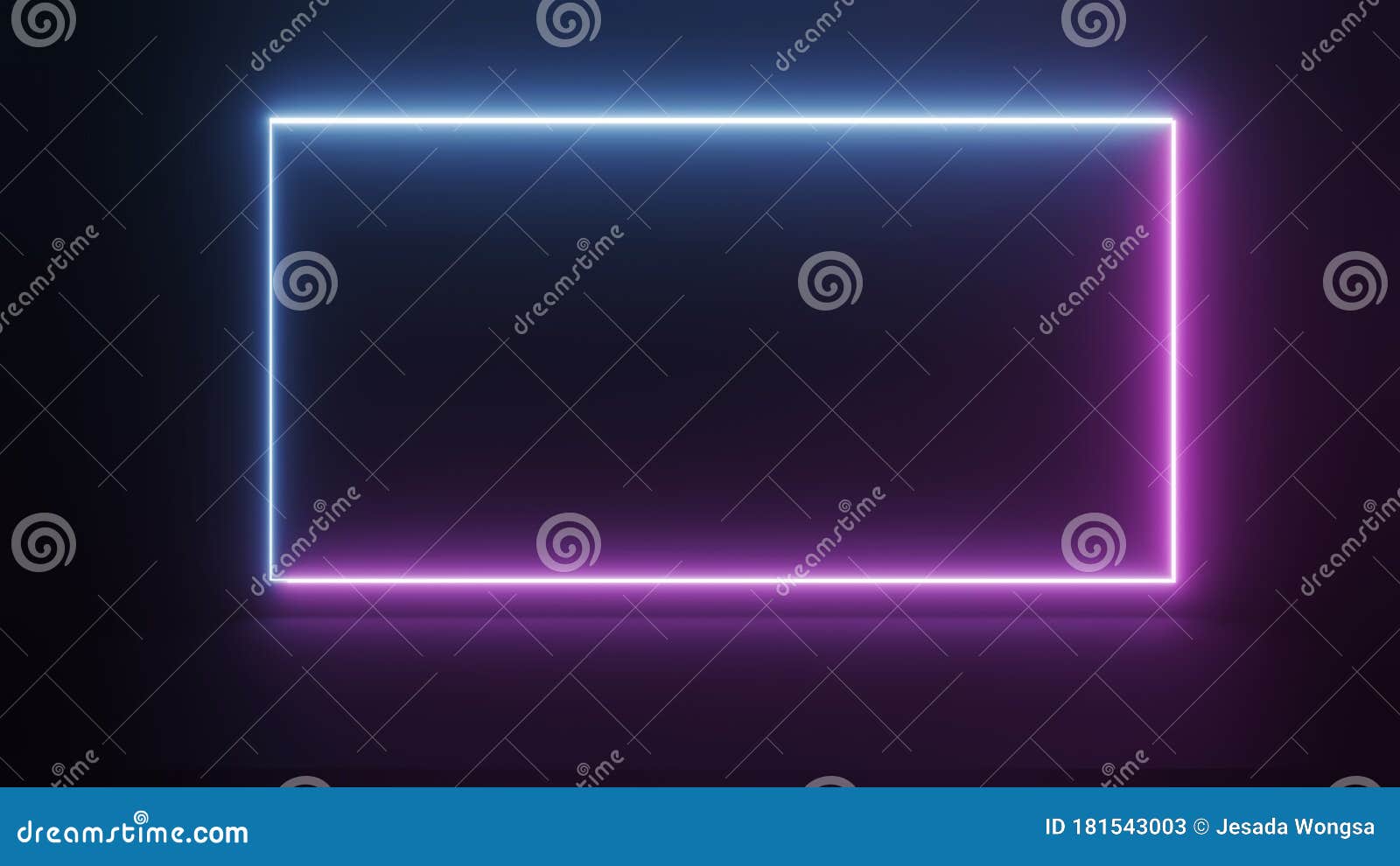 Abstract Ultraviolet Blue Neon Light Square Frame on Dark Night ...