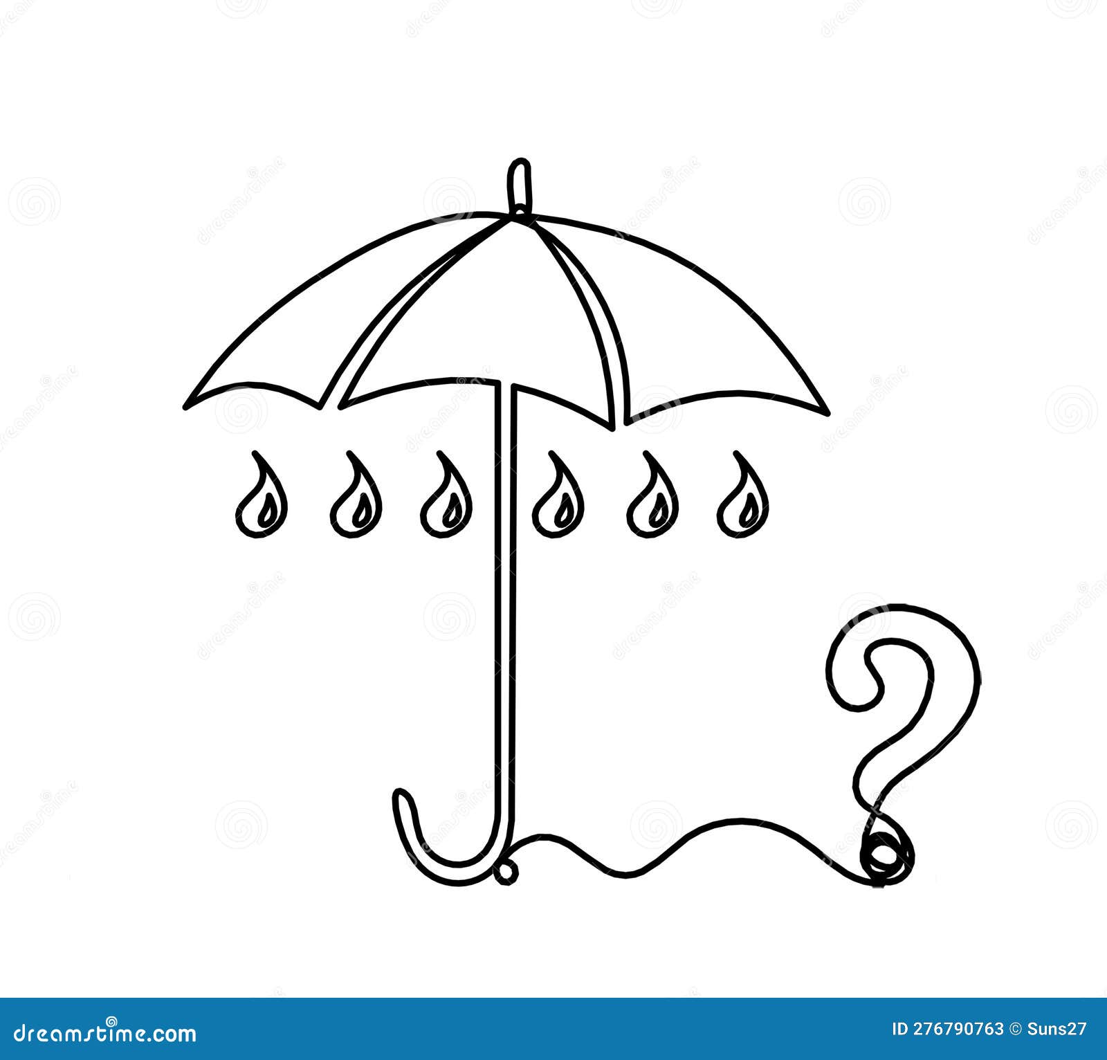 Abstract Umbrella with Question Mark As Line Drawing on White Stock ...