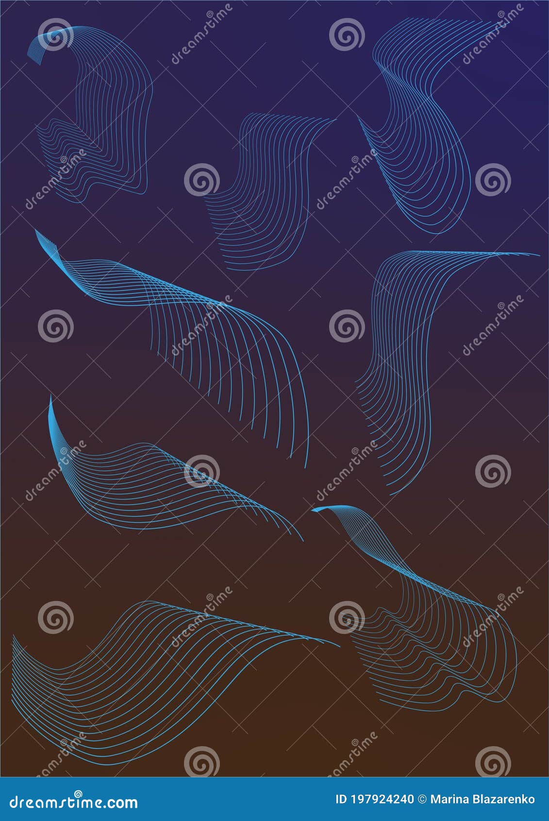 Abstract Undulating Figures of Blue on a Dark Background for Design ...