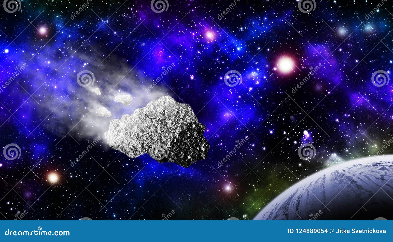 Deep Space with asteroid stock illustration. Illustration of matter ...