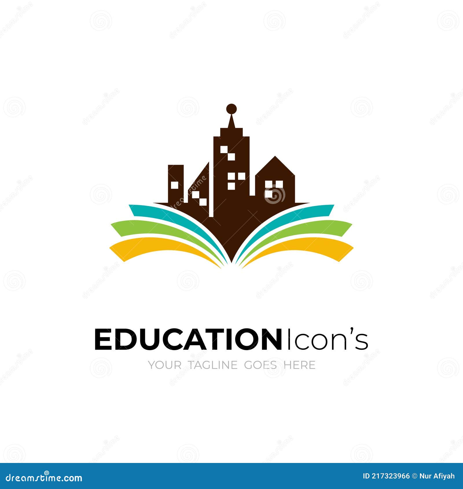 Abstract University Logo with Building and Book Symbols Stock Vector ...