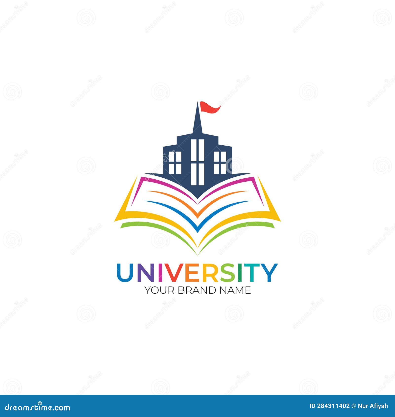 Abstract University Logo with Line Building and Book Symbols Stock ...
