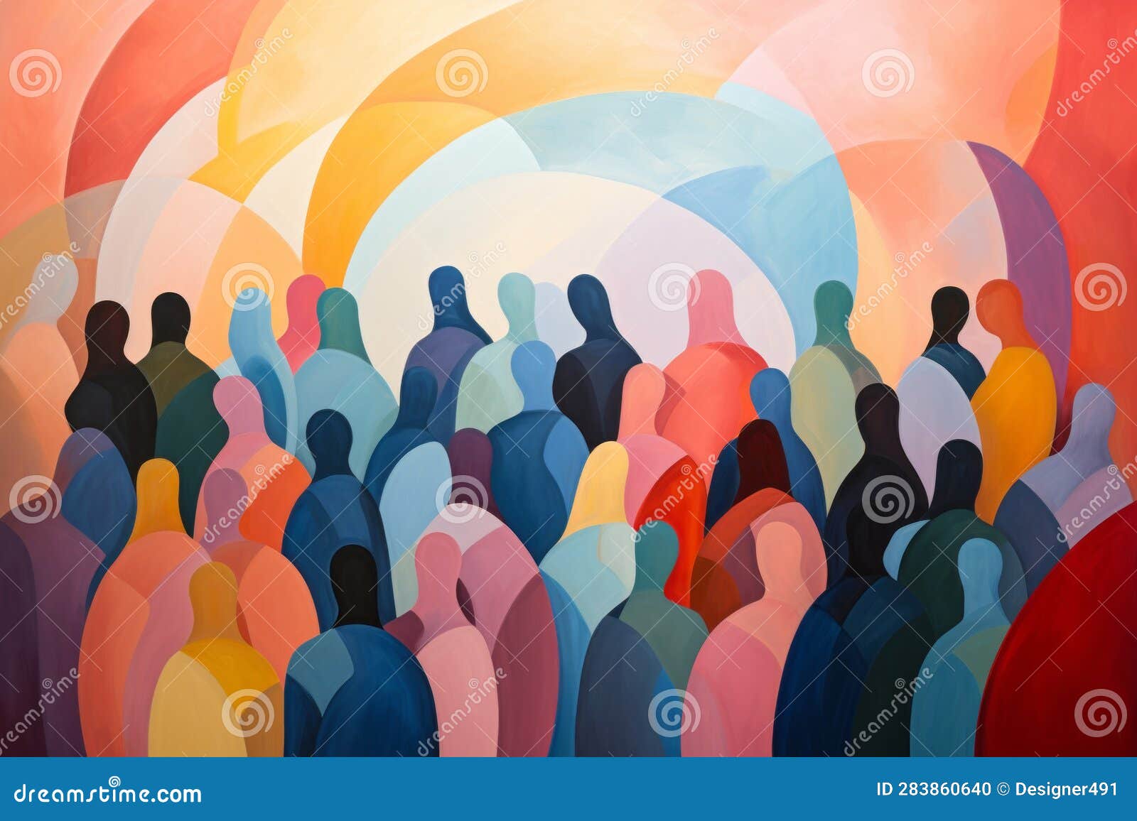 Abstract Unrecognizable Figures with Colorful Background. Diversity and ...