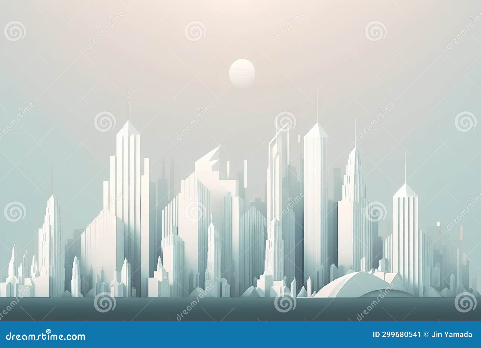 Abstract Urban Background with Skyscrapers and Moon. Vector ...