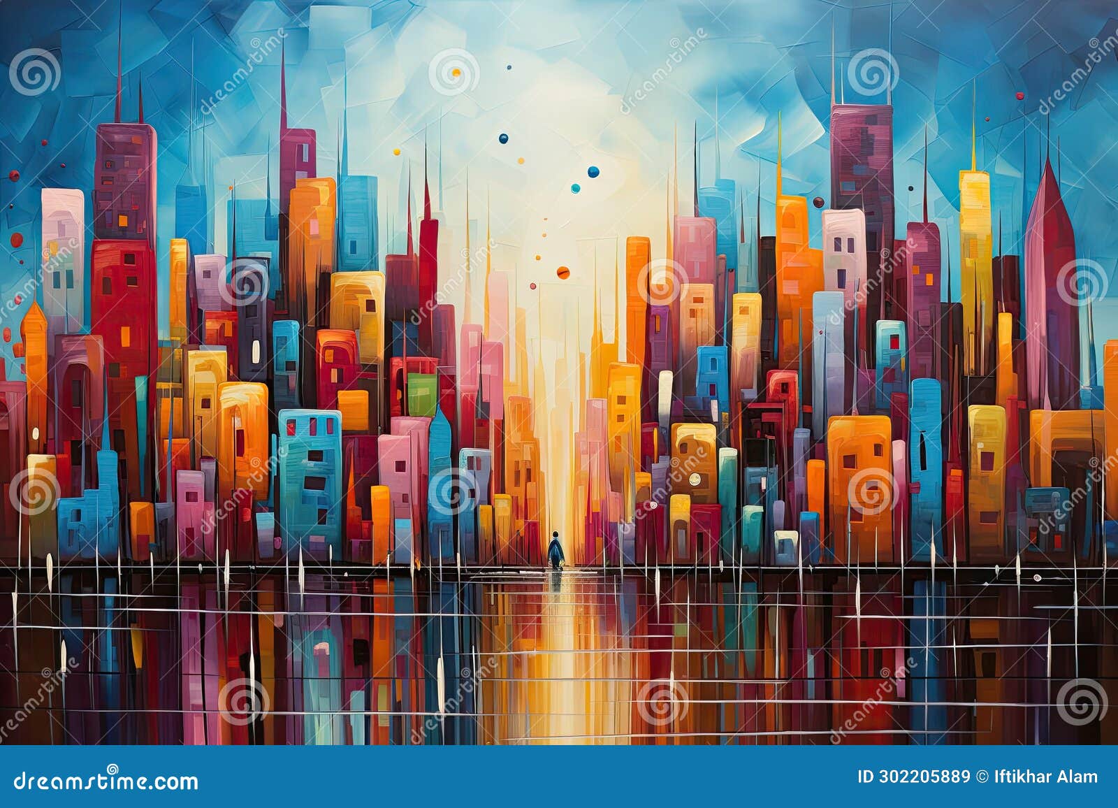 Abstract Urban Background with Skyscrapers and Reflection. Vector ...