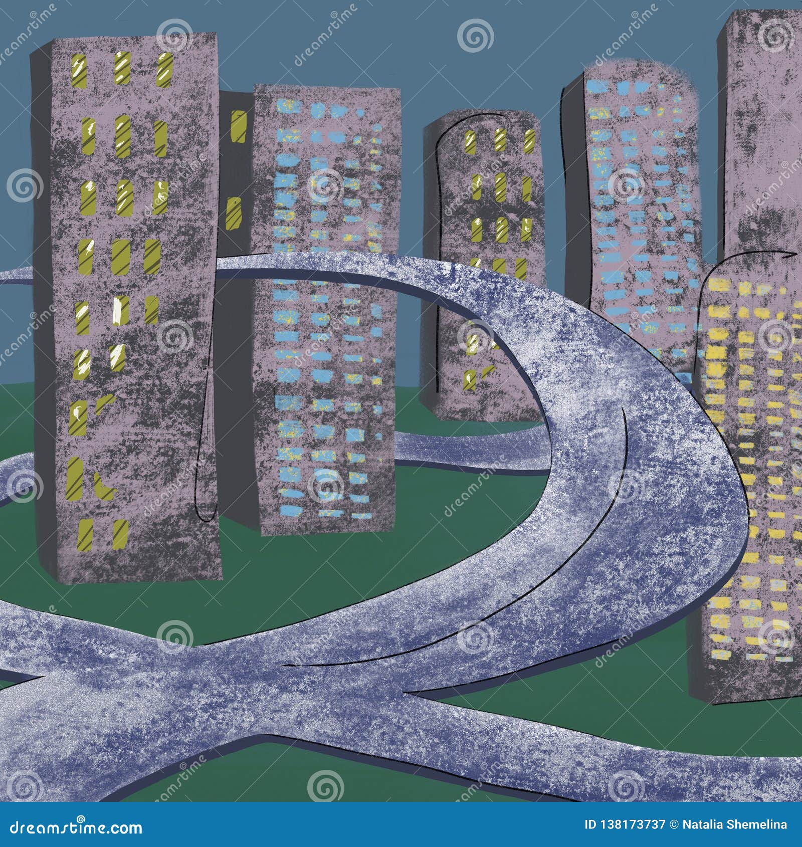 Abstract Urban Landscape with Streets and Highways Stock Illustration ...