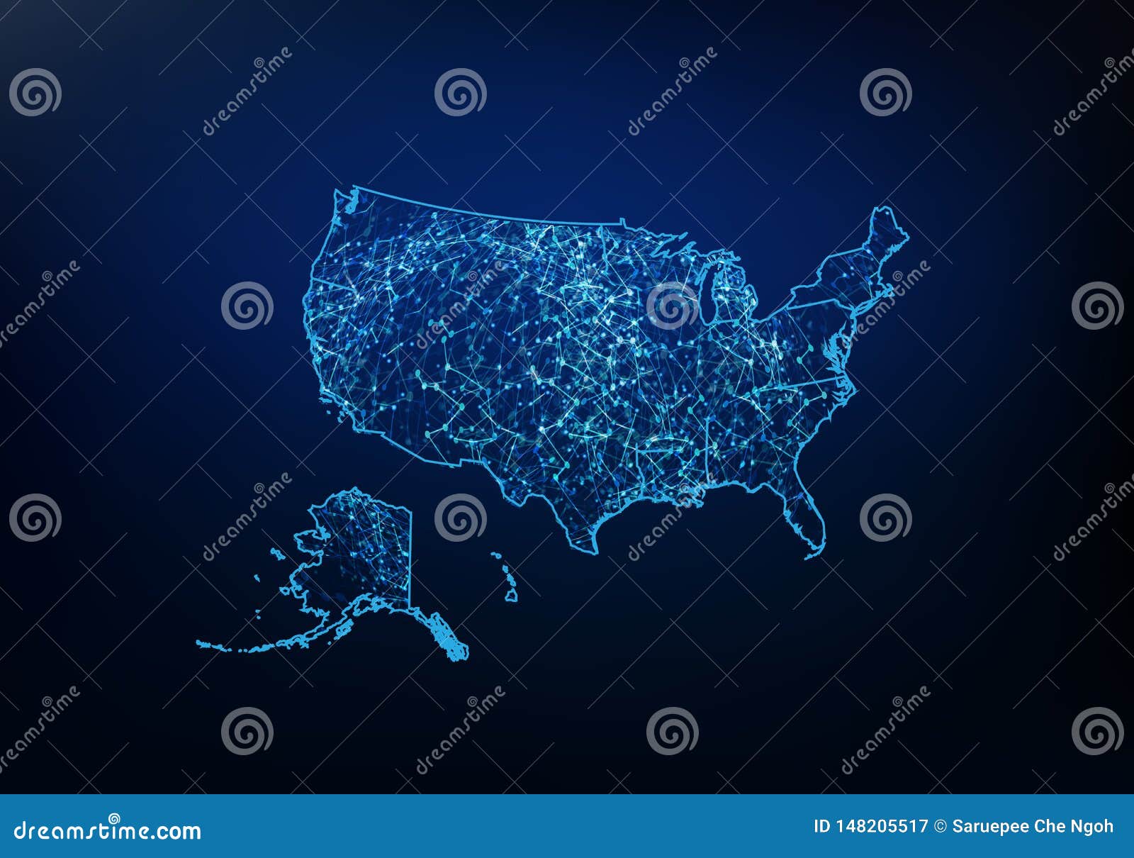 Abstract of Usa Map Network, Internet and Global Connection Concept ...