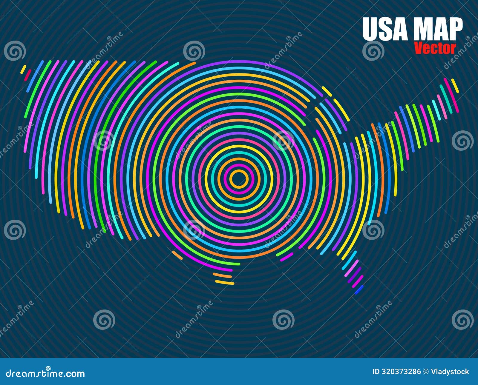 Abstract USA Map of Radial Lines Stock Vector - Illustration of dotted ...