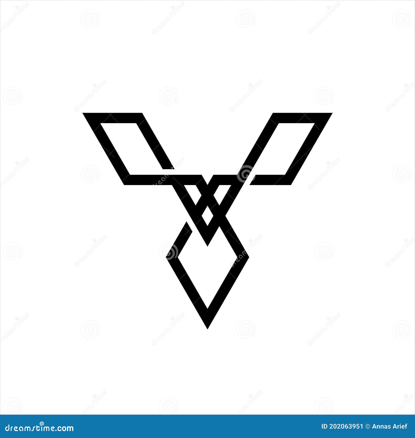 Abstract V Letter Line Art for Monogram or Geometric Initial Logo Stock ...