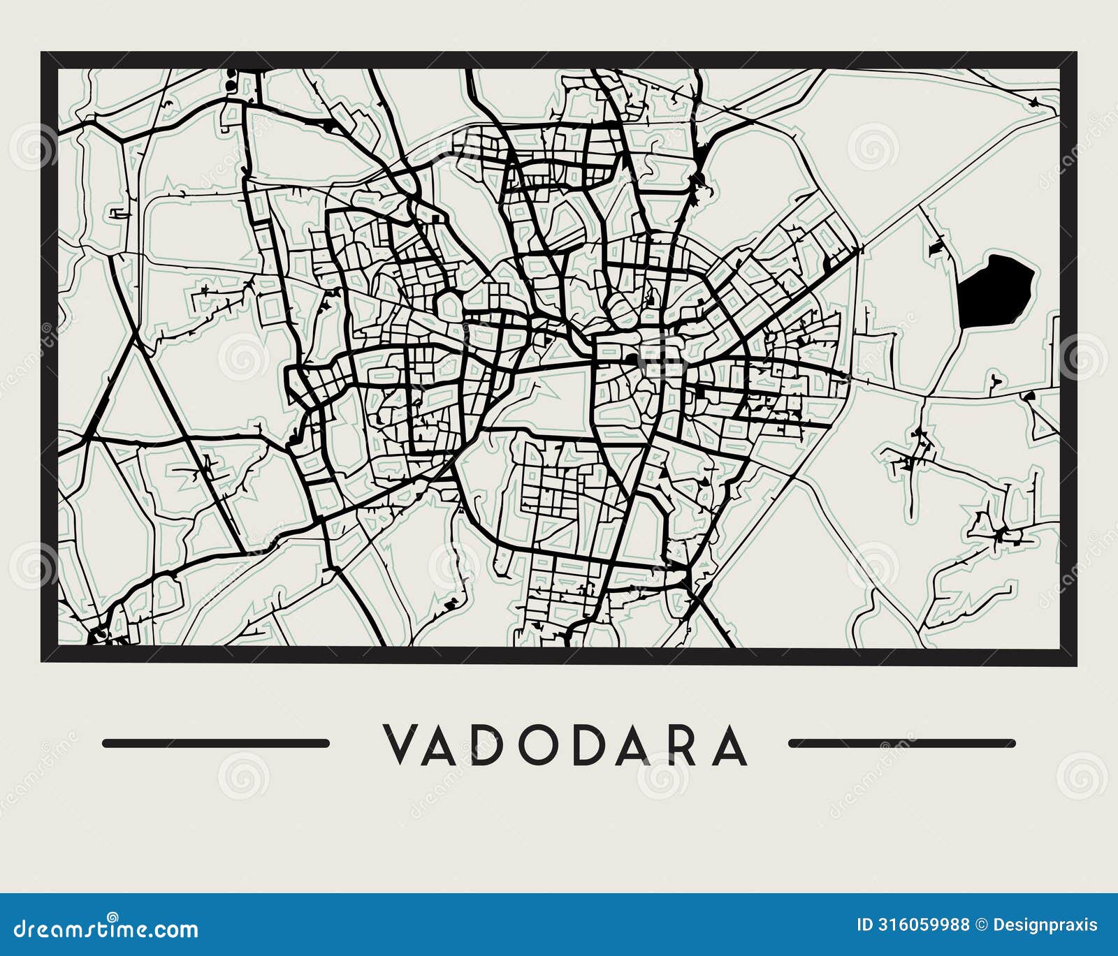 Abstract Vadodara City Map - Illustration Stock Illustration ...