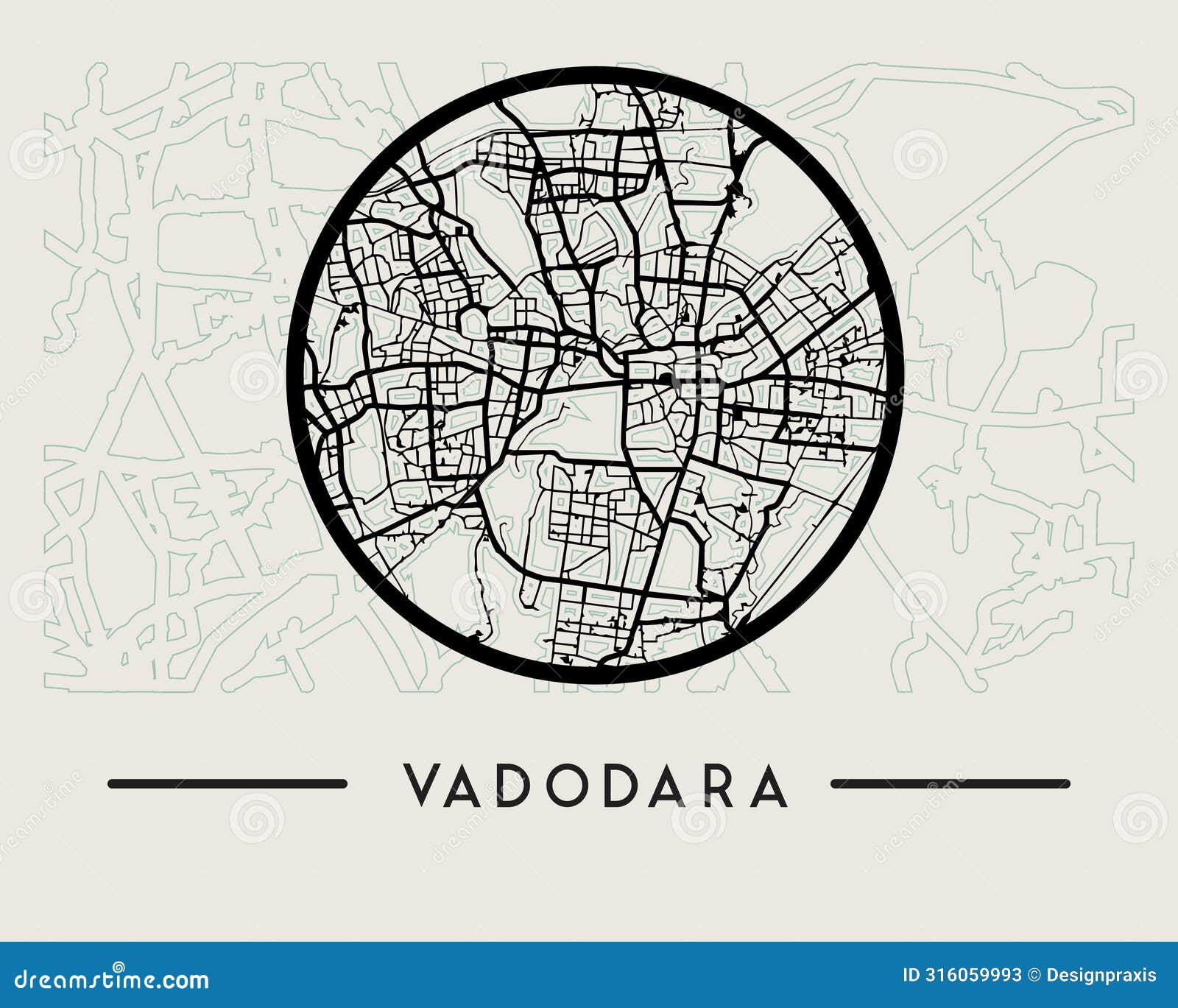 Abstract Vadodara City Map - Illustration Stock Illustration ...