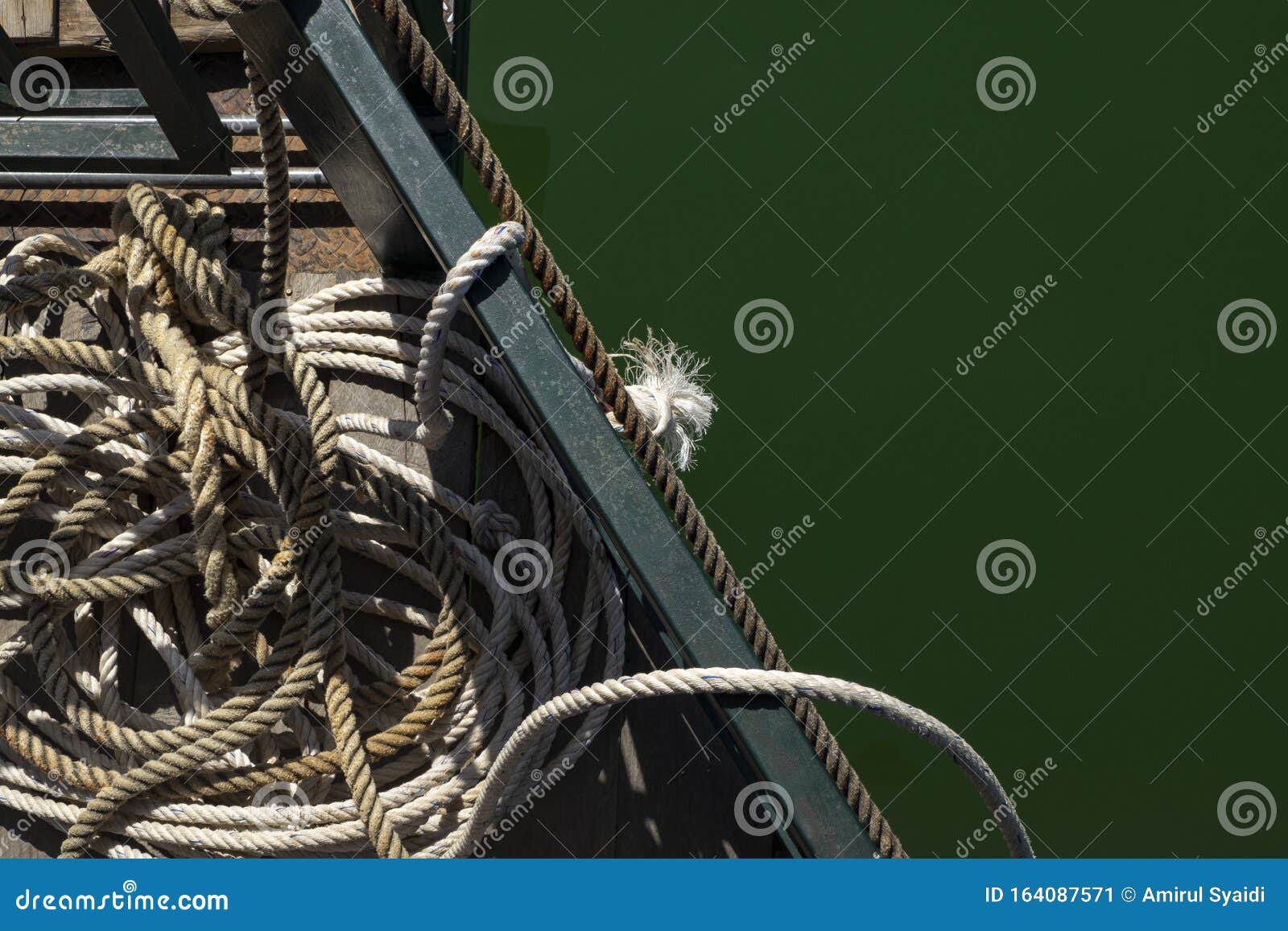 Various Type of Ropes and Rusty Deck Lying on a Fishing Boat Stock ...