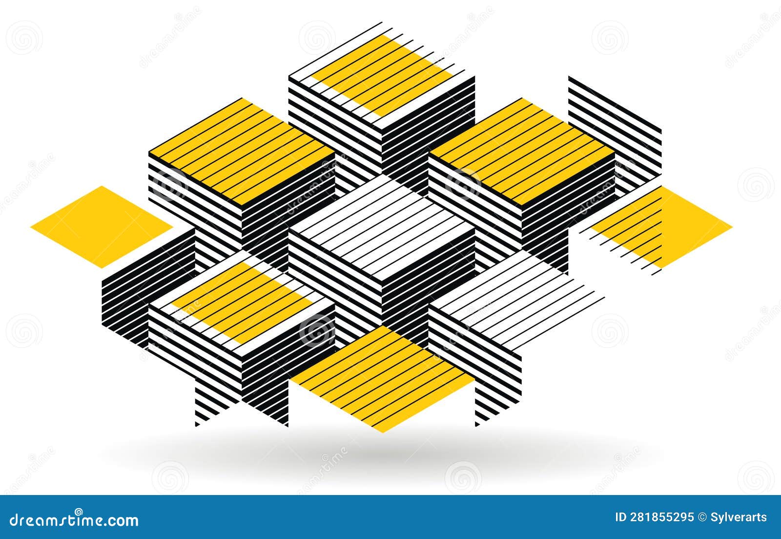 Abstract Vector Art with 3D Isometric Cubes Geometric Background, Op ...
