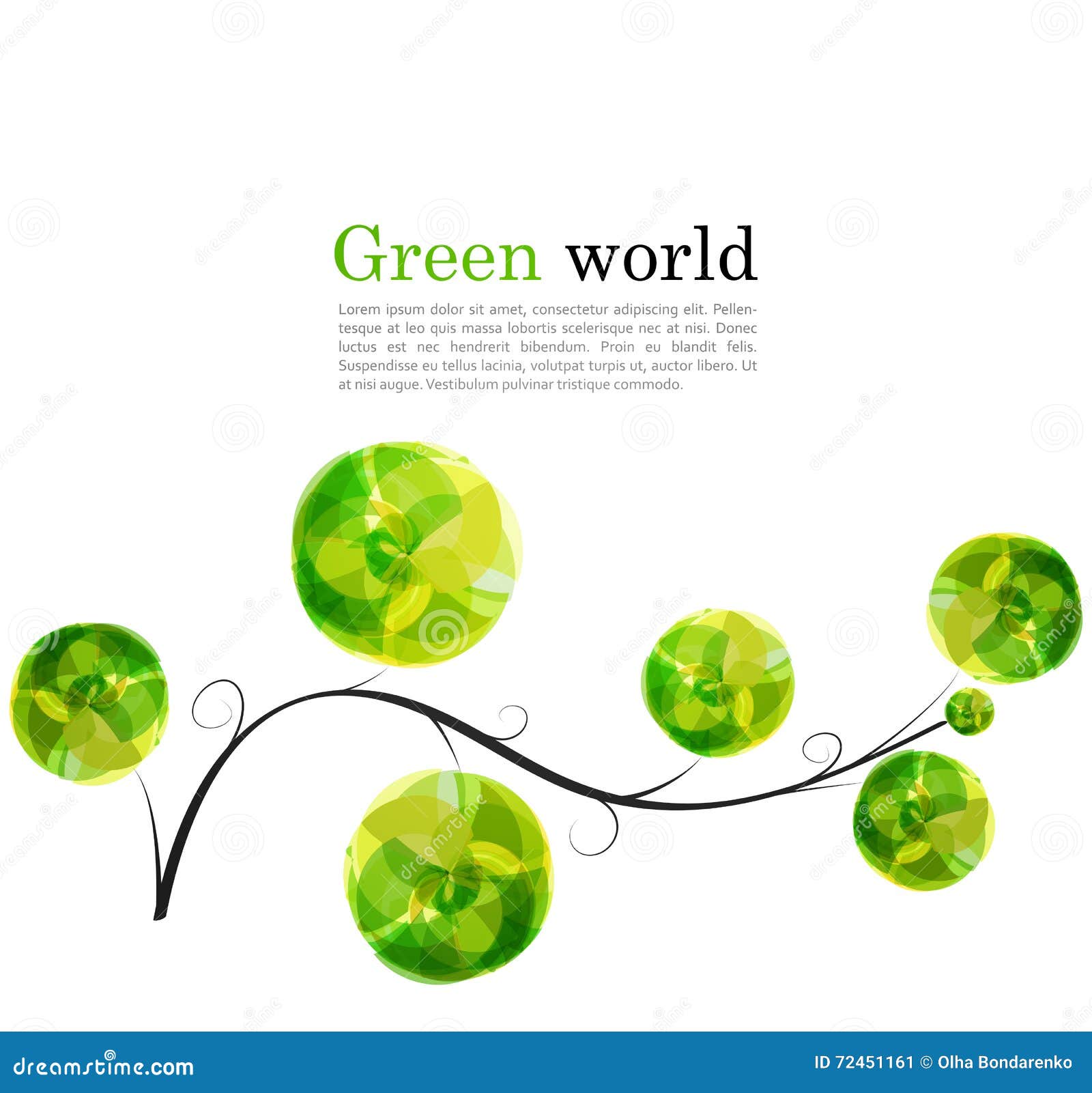 Abstract Vector Background with Branch and Bright Green Elements for ...