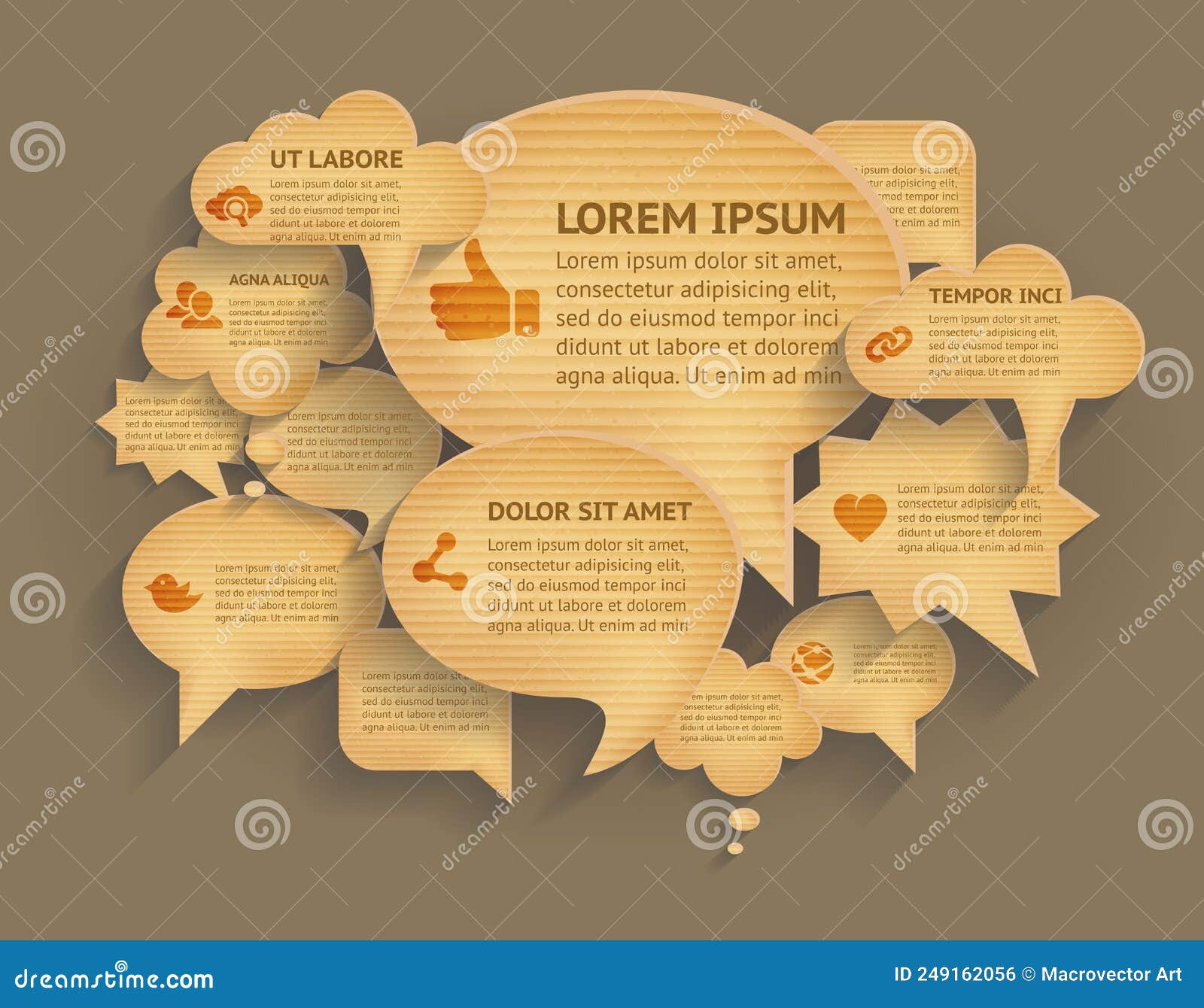 Abstract Vector Background with Cardboard Paper Speech Bubbles Stock ...