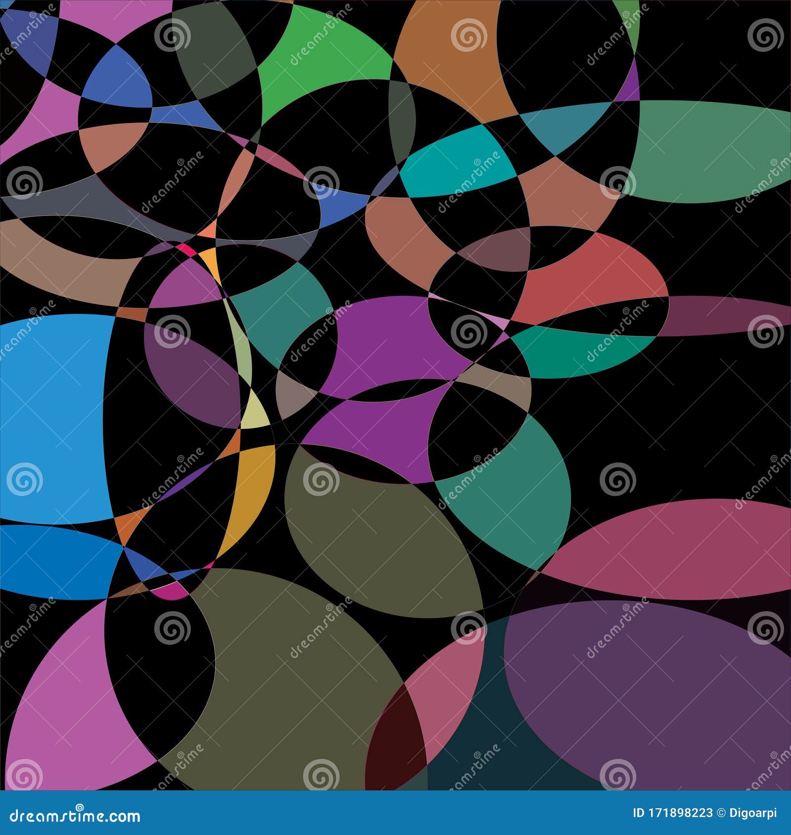 Abstract Vector Background, with Circles, Waves, Roundness and Curves ...