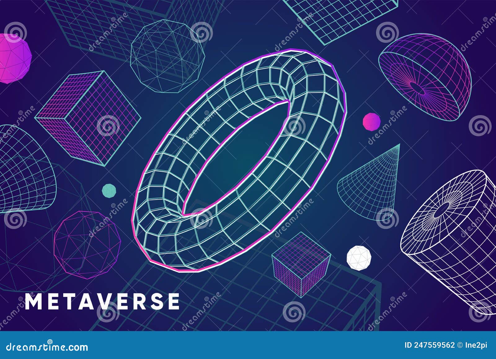 Abstract Vector Background. 3d Mesh Shapes. Grid Texture Objects ...