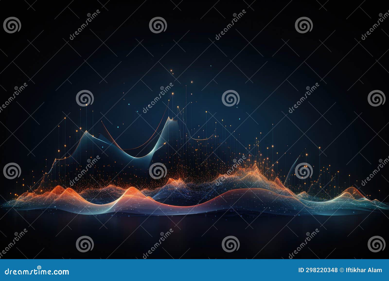 Abstract Vector Background with a Dynamic Wave of Particles and Lines ...