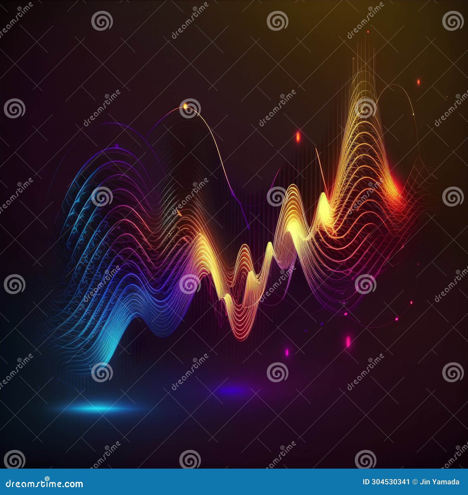 Abstract Vector Background with Dynamic Waves and Lights. Vector ...