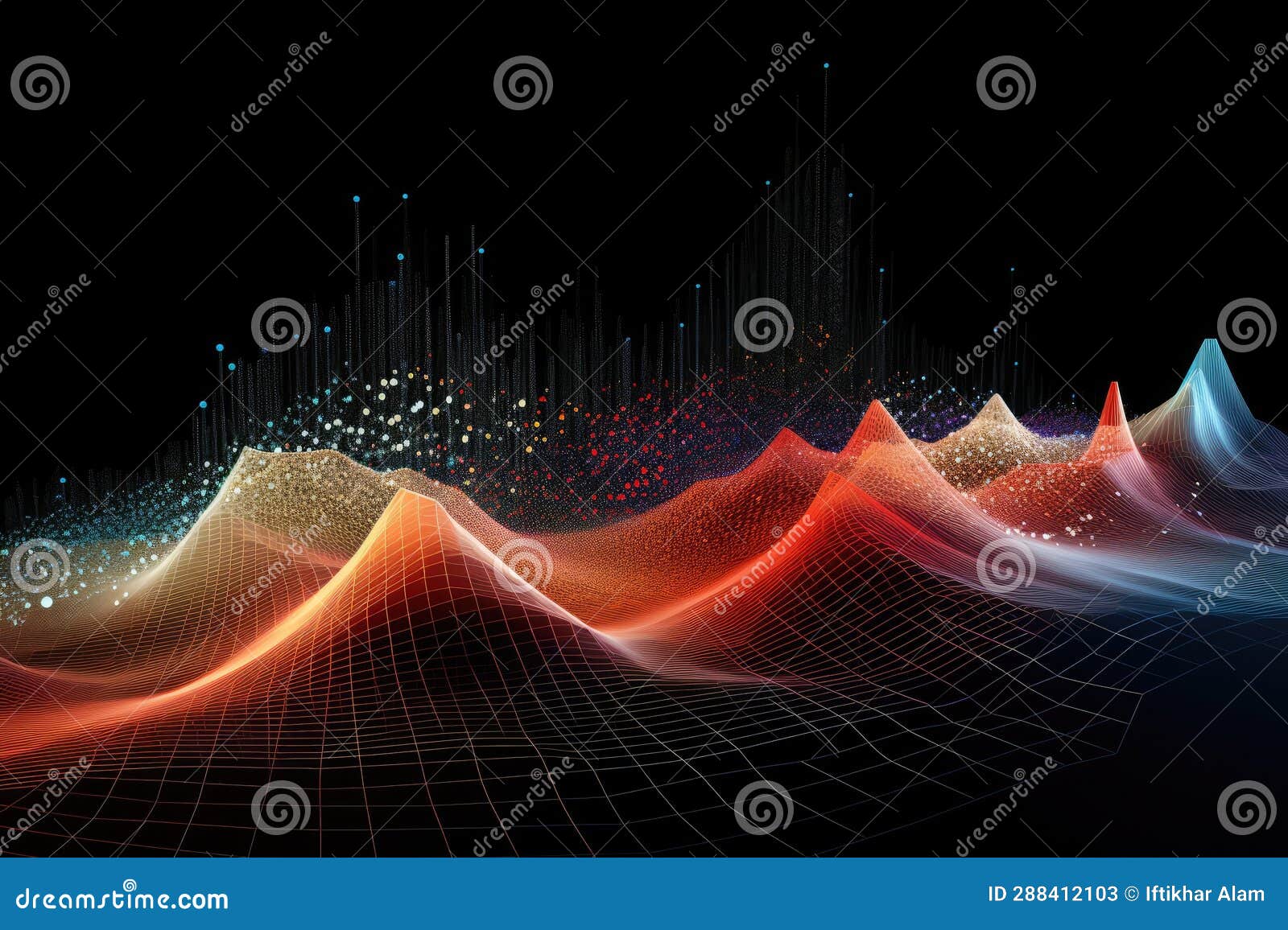 Abstract Vector Background with Dynamic Waves and Particles. 3d ...