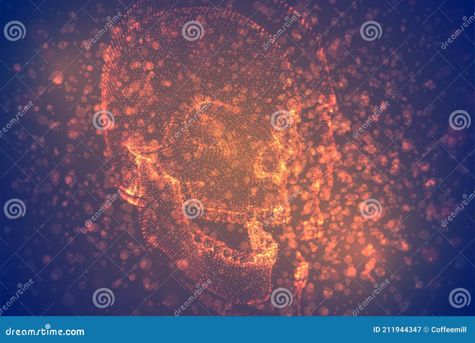 Abstract Vector Background with Particles in the Form of a Human Skull ...